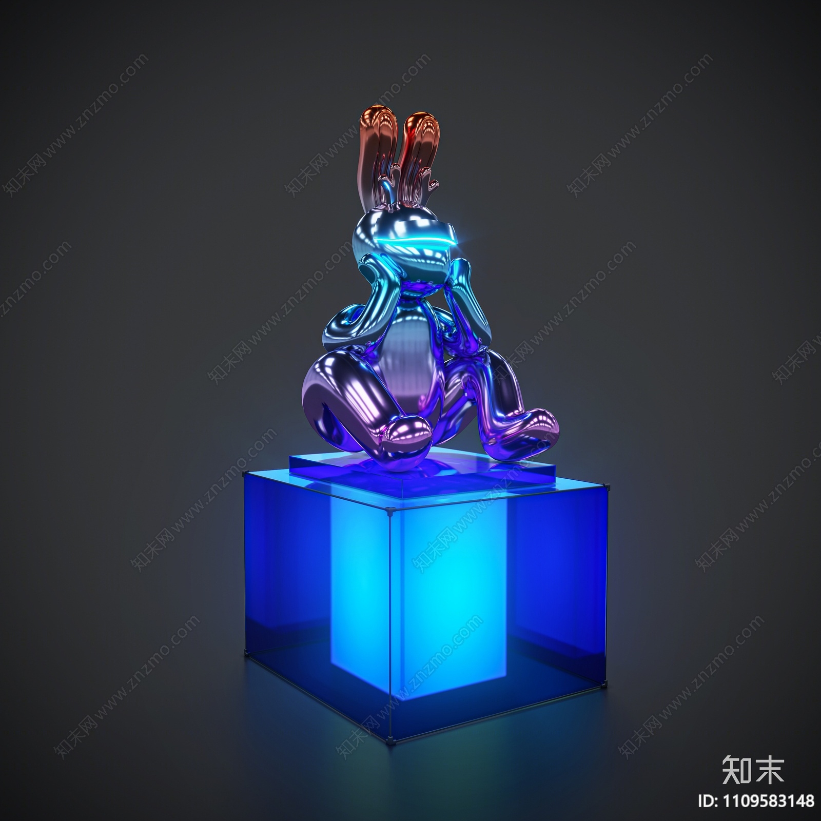 现代兔子不锈钢艺术装置3d模型下载【id1109583148】知末3d模型网