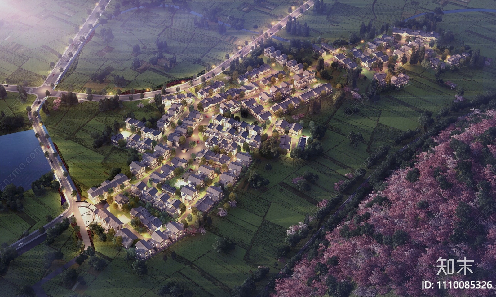 新中式住宅鸟瞰规划3d模型下载【id1110085326】知末3d模型网