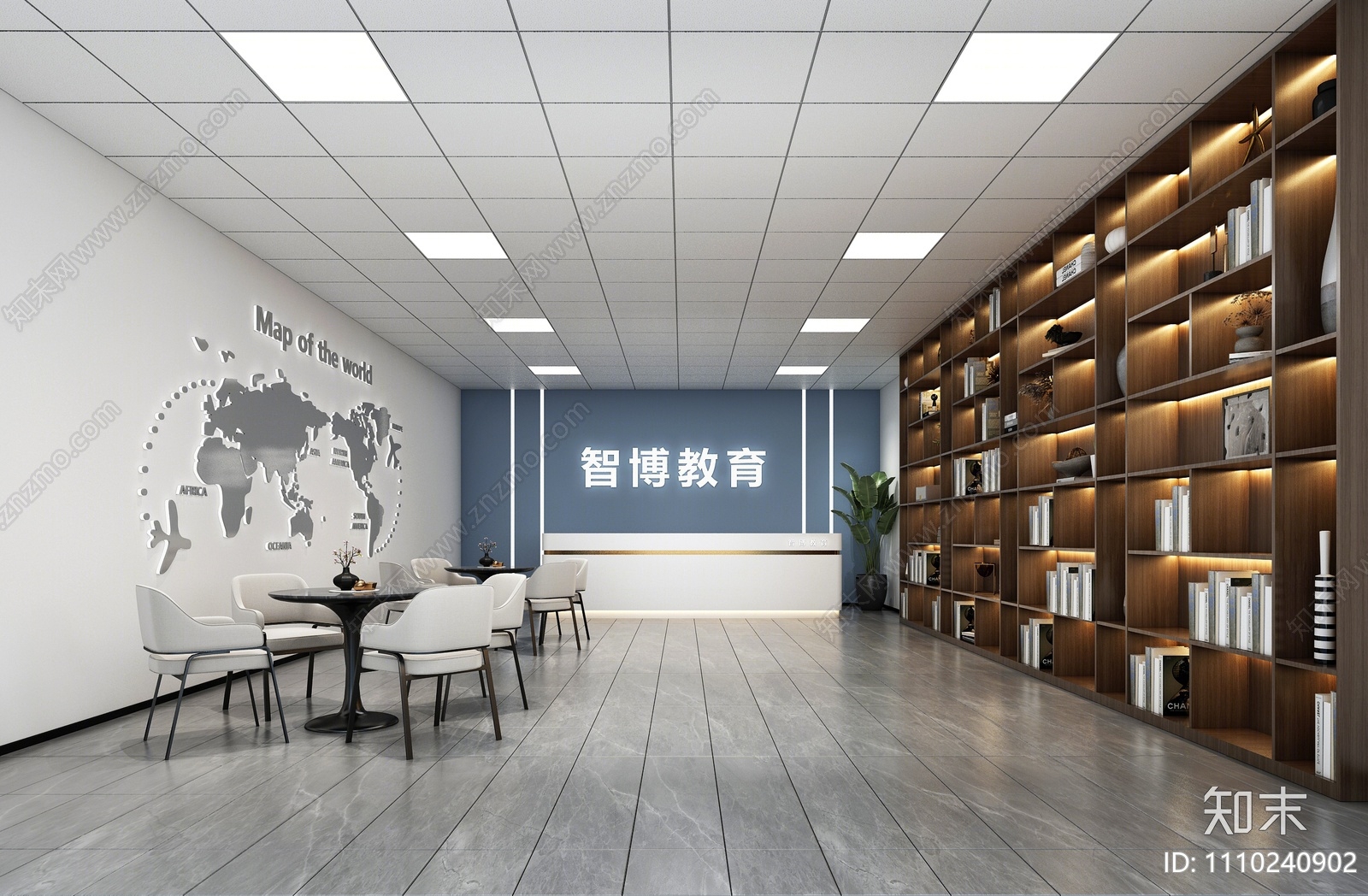 现代培训机构前台3d模型下载【id1110240902】知末3d模型网