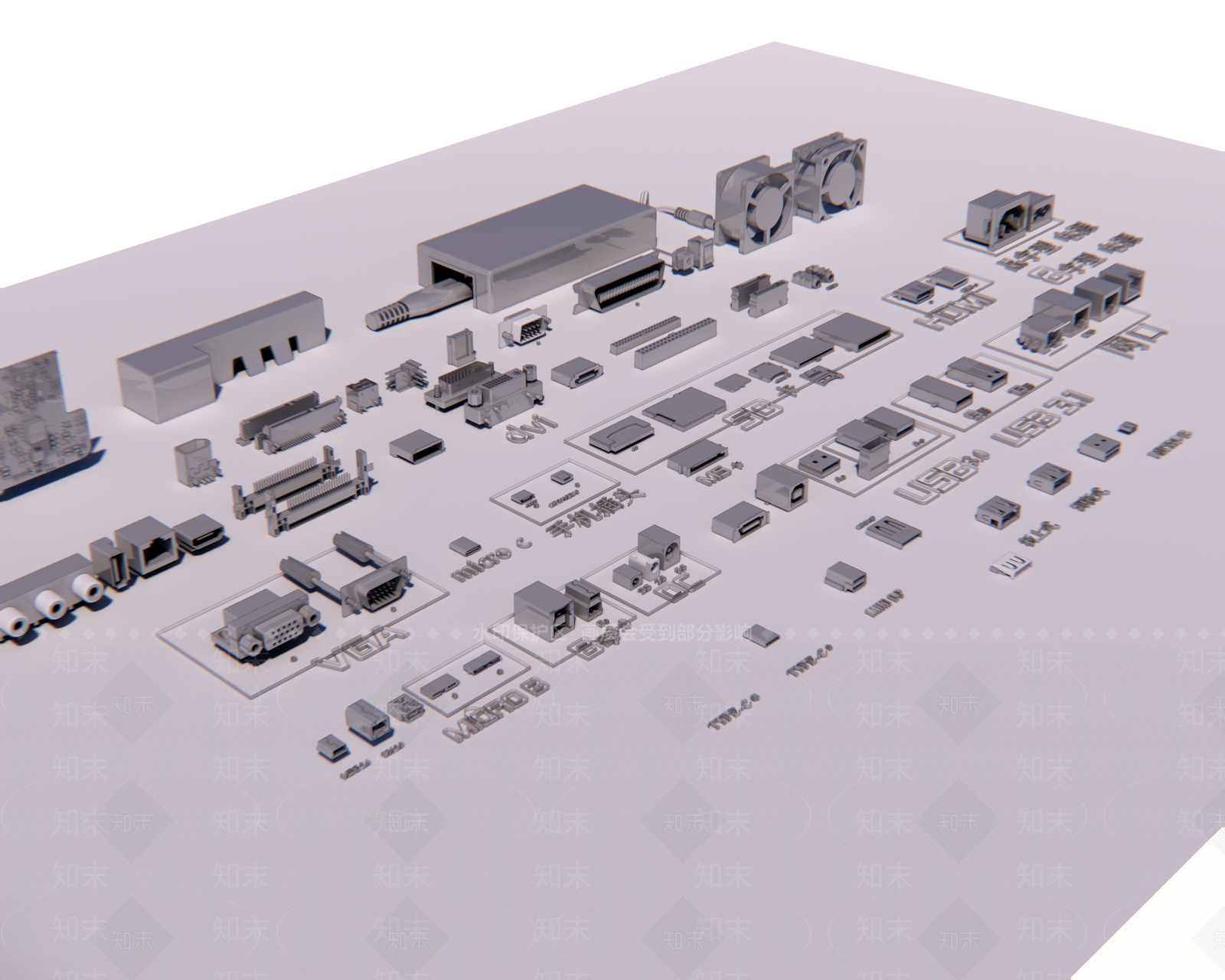 现代USB等各类接口SU模型下载【ID:1111051277】_知末su模型网