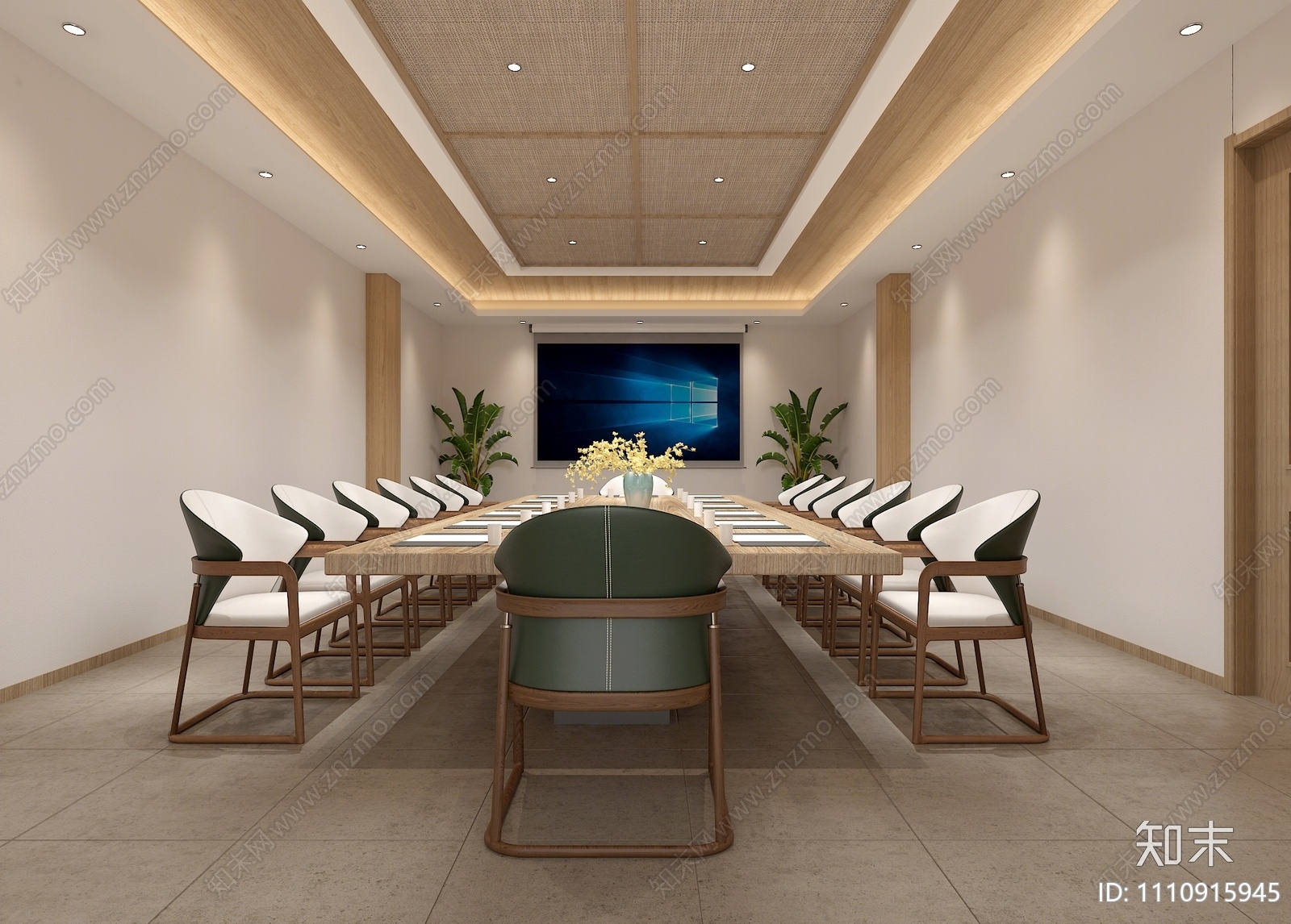 新中式会议室3d模型下载【id1110915945】知末3d模型网