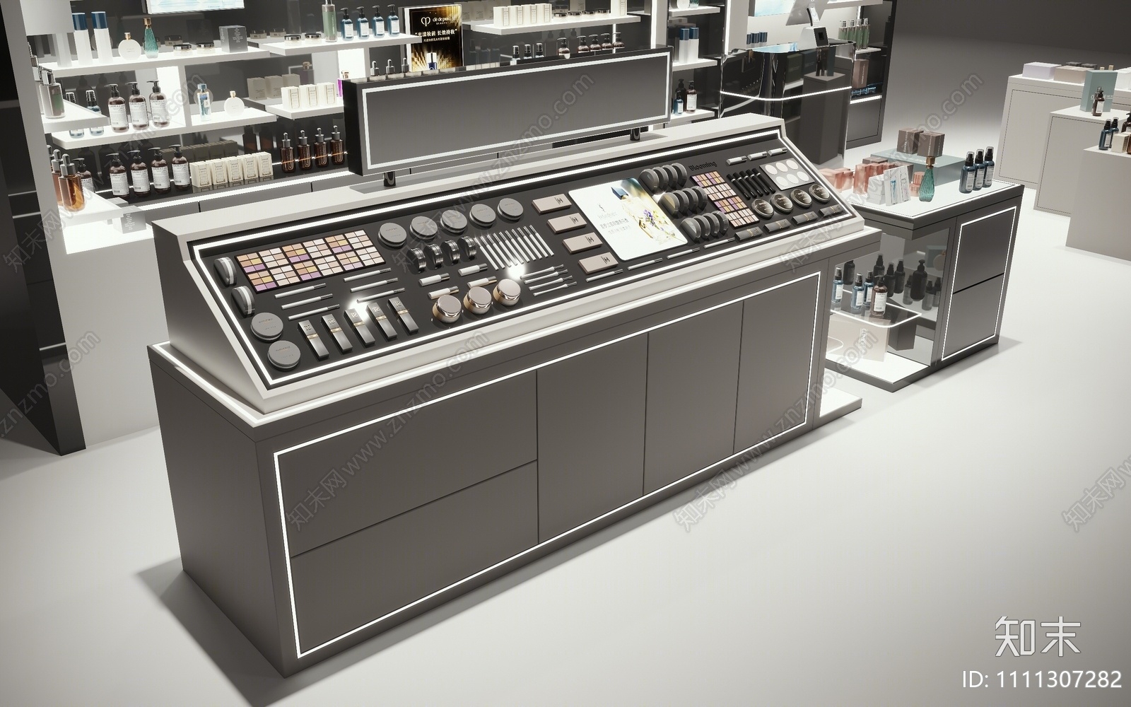 现代商场化妆品柜台3d模型下载【id1111307282】知末3d模型网