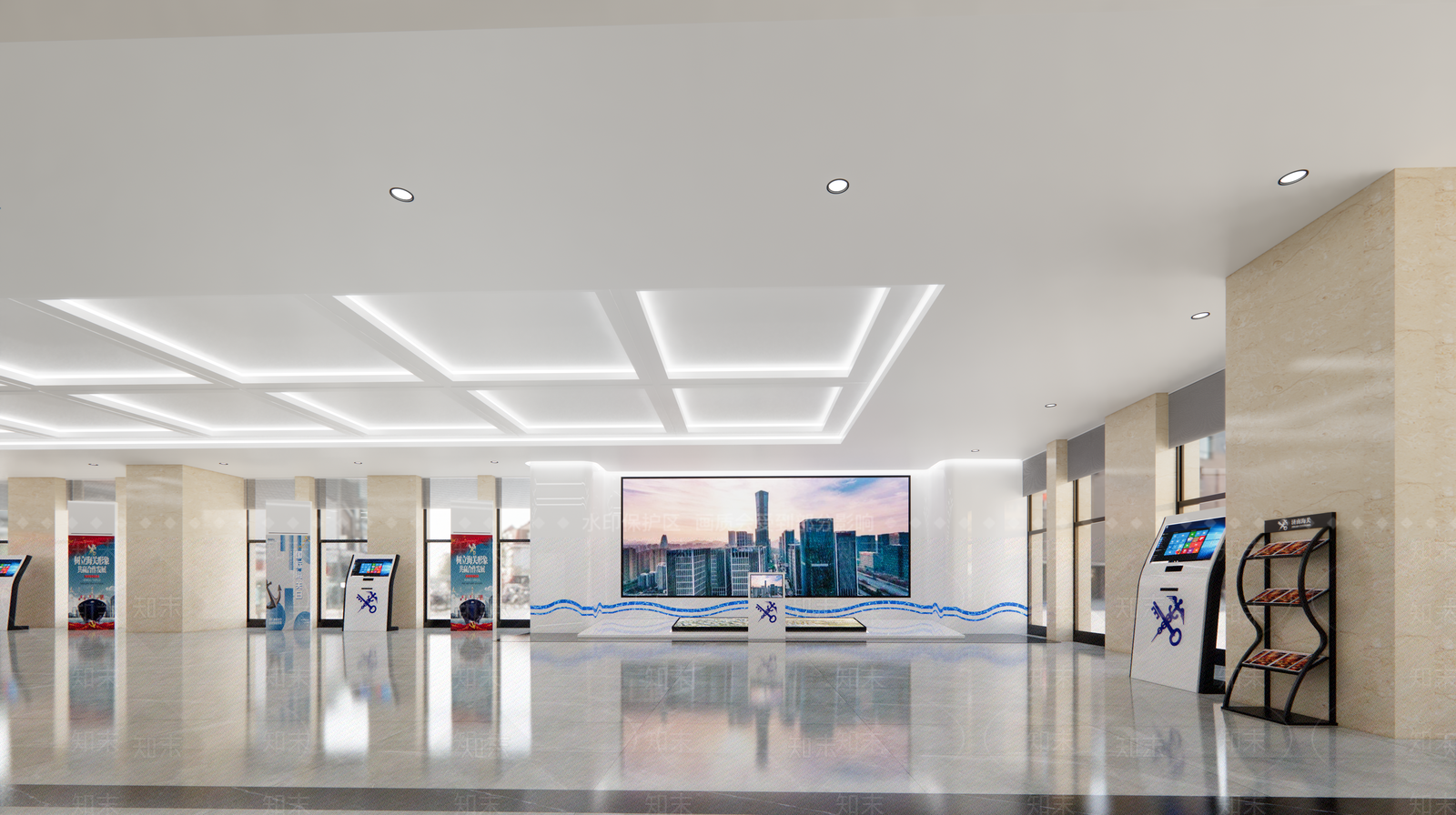 现代海关办事大厅SU模型下载【ID:1112768274】_知末su模型网