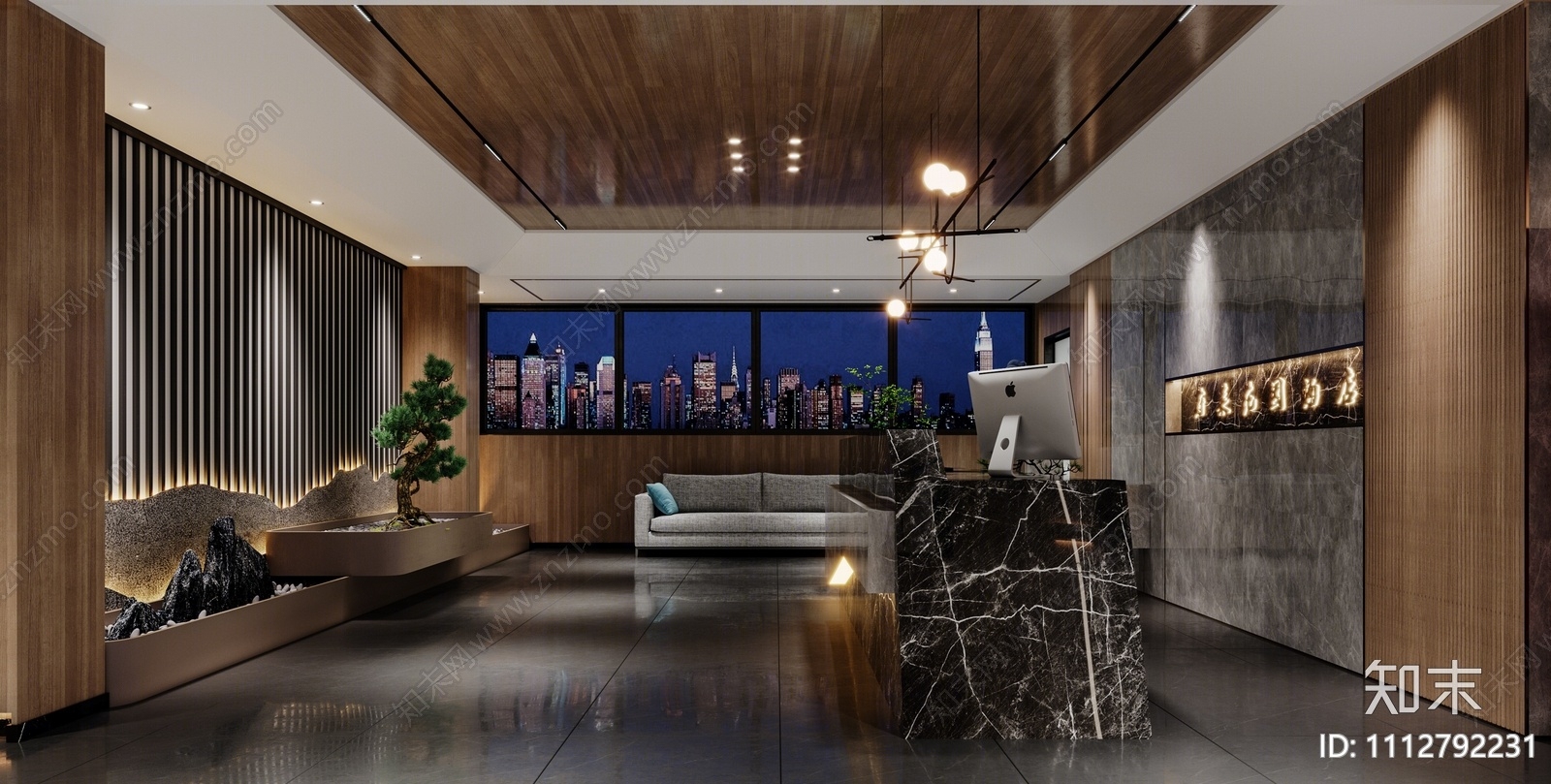 现代酒店前台3d模型下载【id1112792231】知末3d模型网