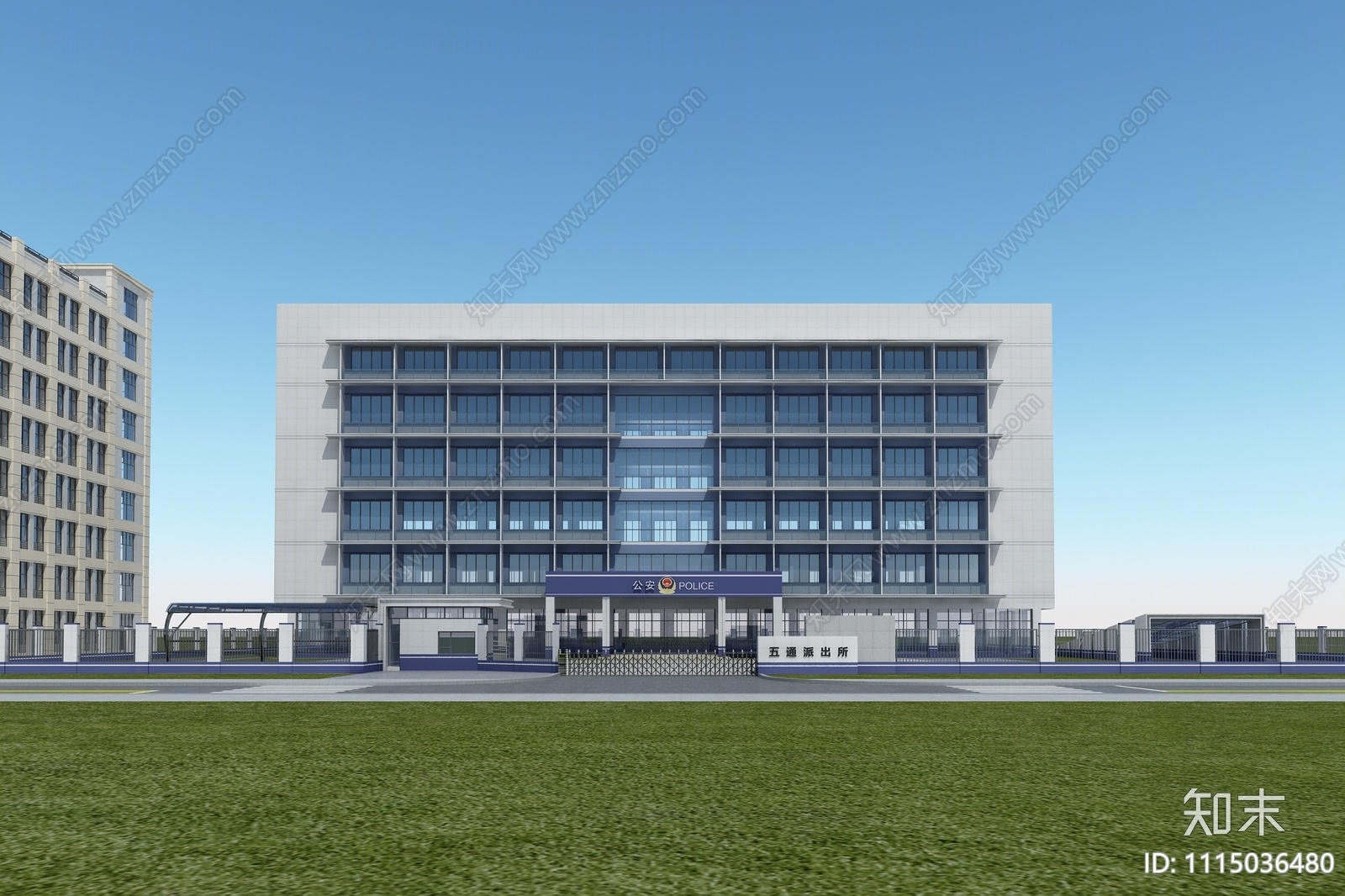现代派出所办公楼3d模型下载【id1115036480】知末3d模型网