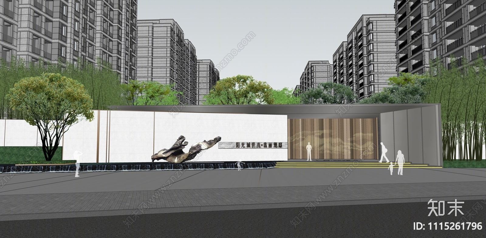 现代展示区入口大门su模型下载【id1115261796】知末su模型网
