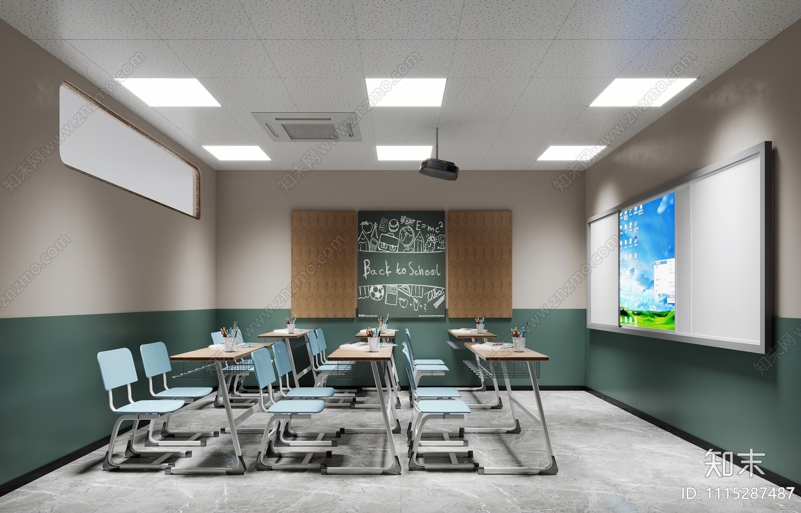 现代培训机构教室3d模型下载【id1115287487】知末3d模型网