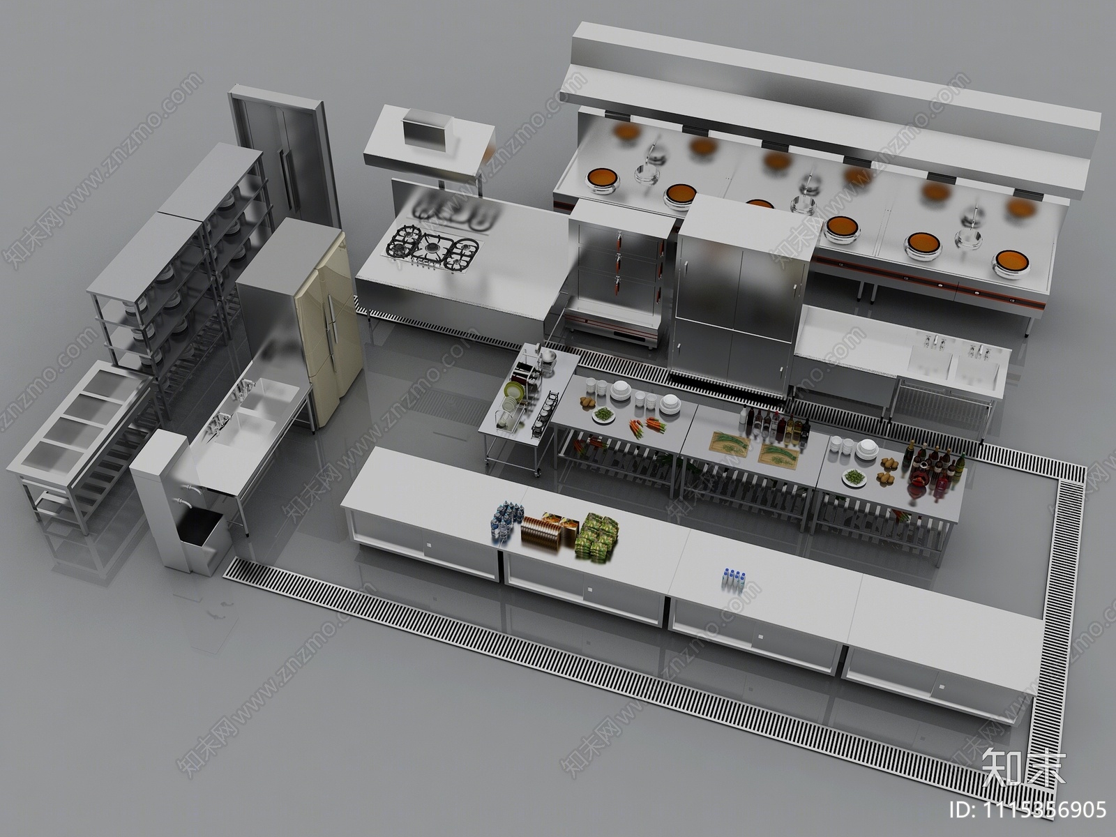 现代后厨设备3d模型下载【id1115356905】知末3d模型网