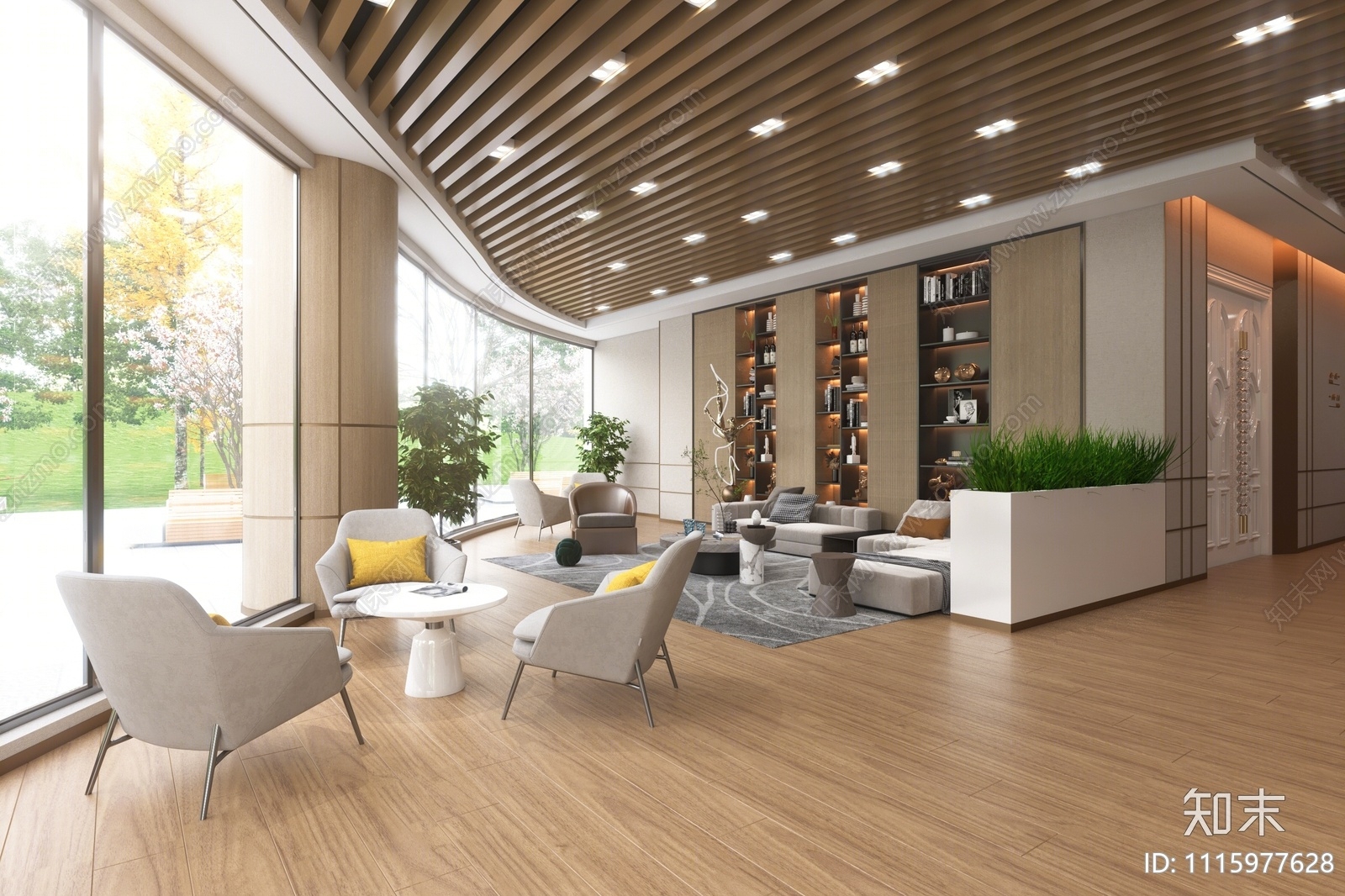 现代j酒店休息区3d模型下载【id1115977628】知末3d模型网
