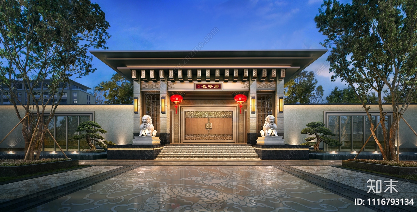 长安府大门入口景观效果图PSD免抠贴图下载【ID:1116793134】_【知末网贴图库】