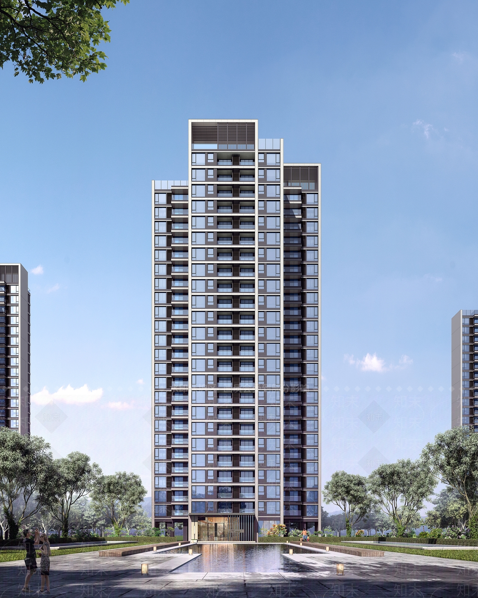 现代高层住宅外观SU模型下载【ID:1117199662】_知末su模型网