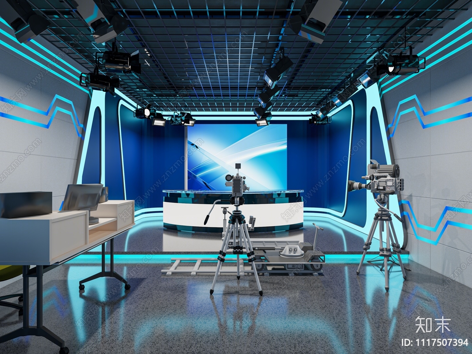 现代演播厅3d模型下载【id1117507394】知末3d模型网