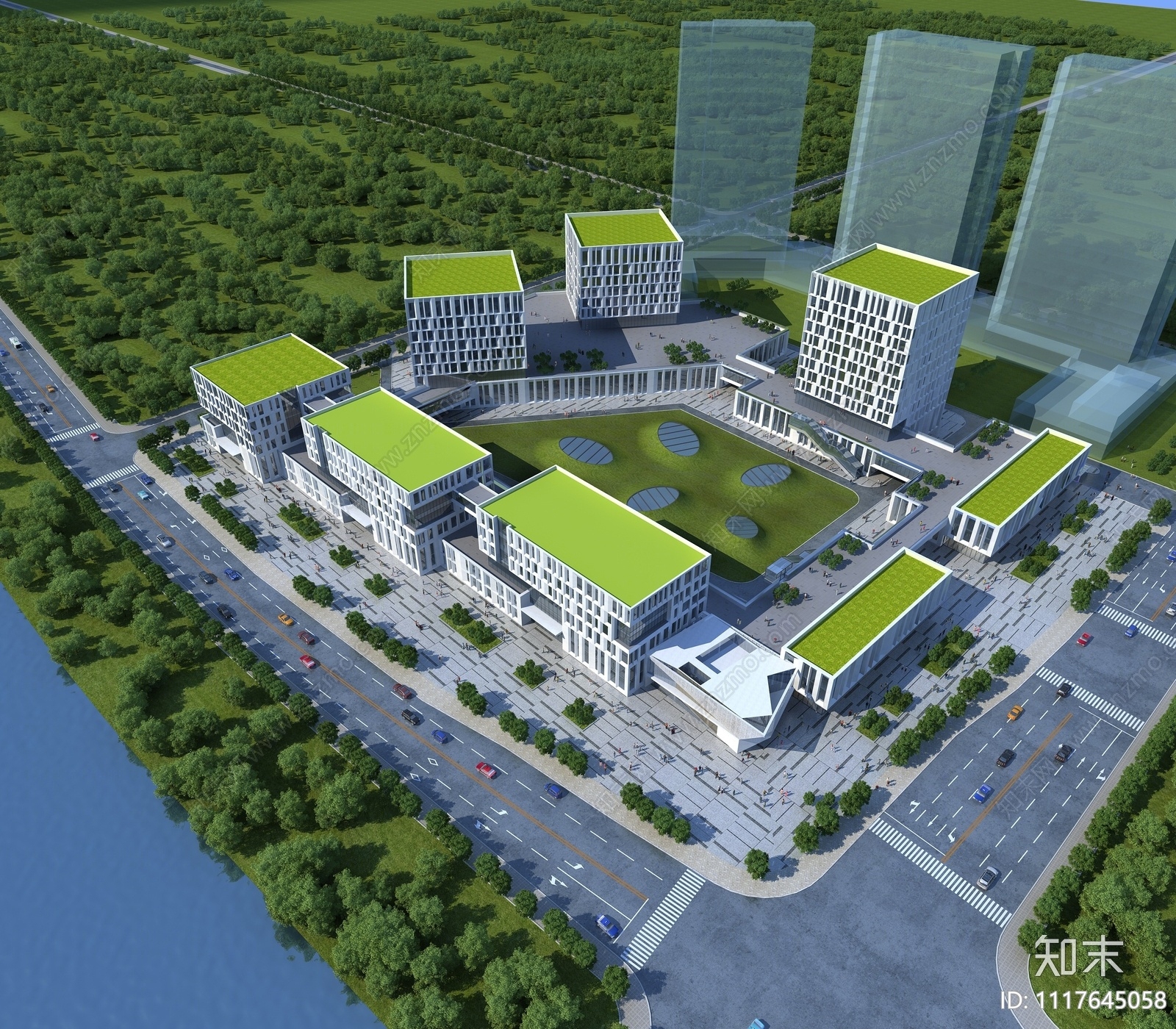 现代学校鸟瞰3d模型下载【id1117645058】知末3d模型网