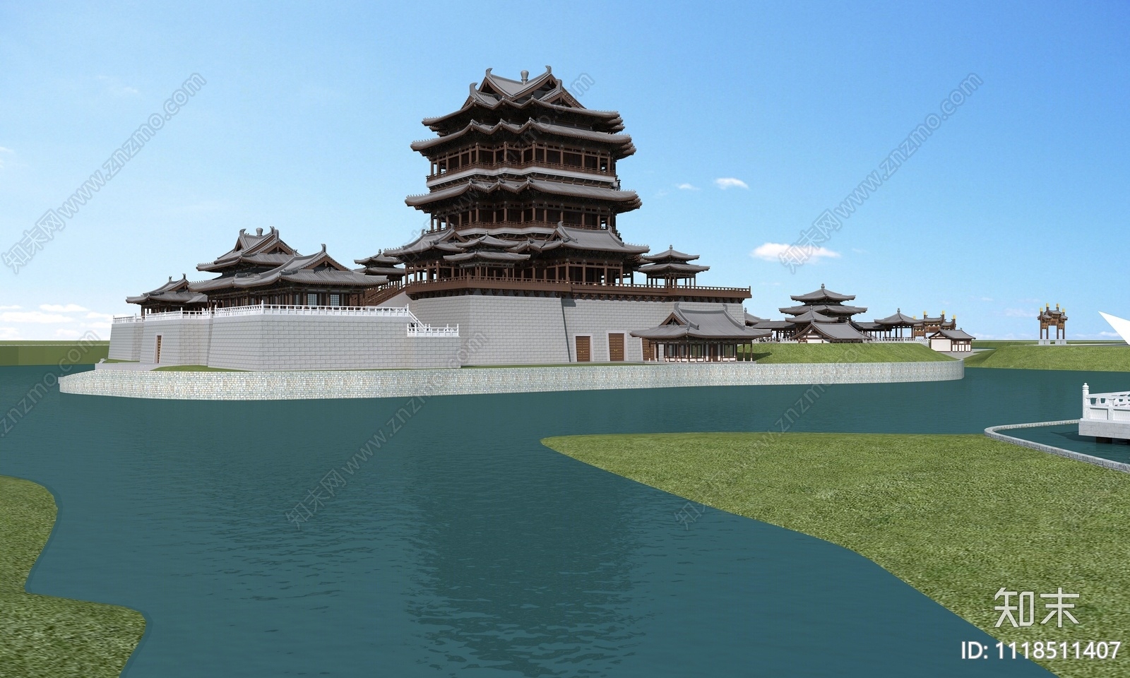 中式鸟瞰规划3d模型下载【id1118511407】知末3d模型网