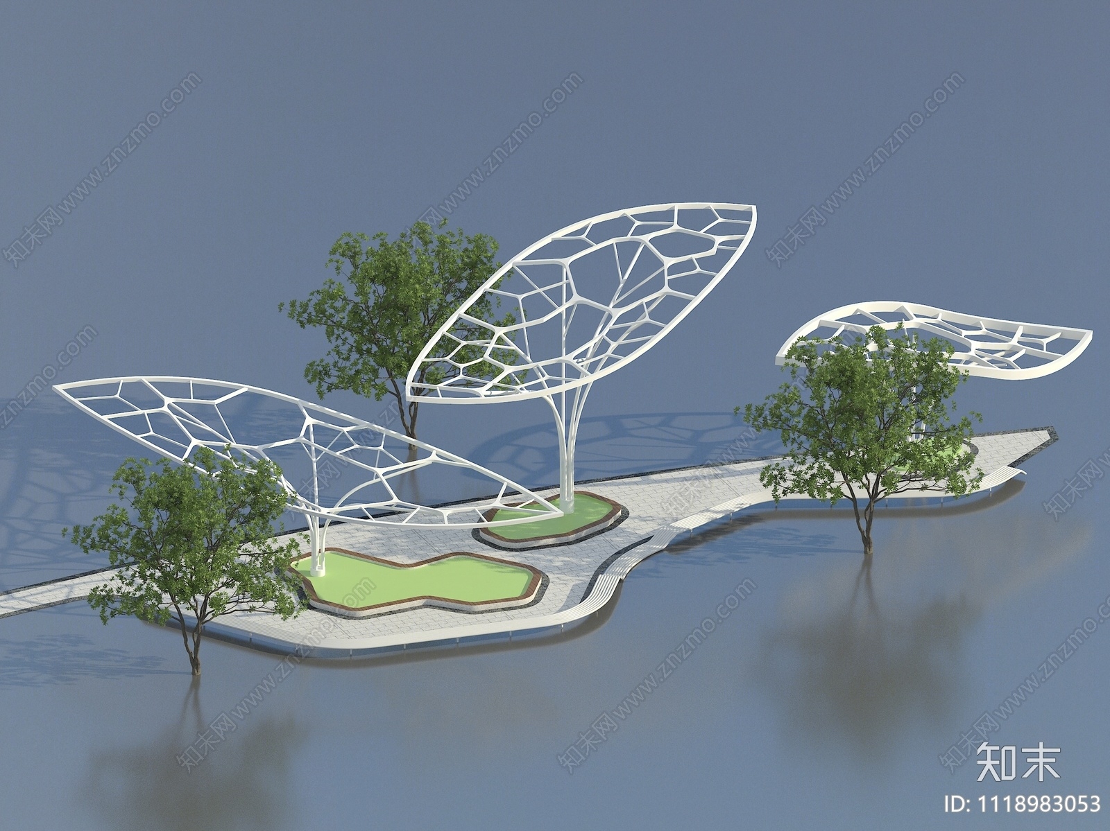 现代廊架3d模型下载【id1118983053】知末3d模型网