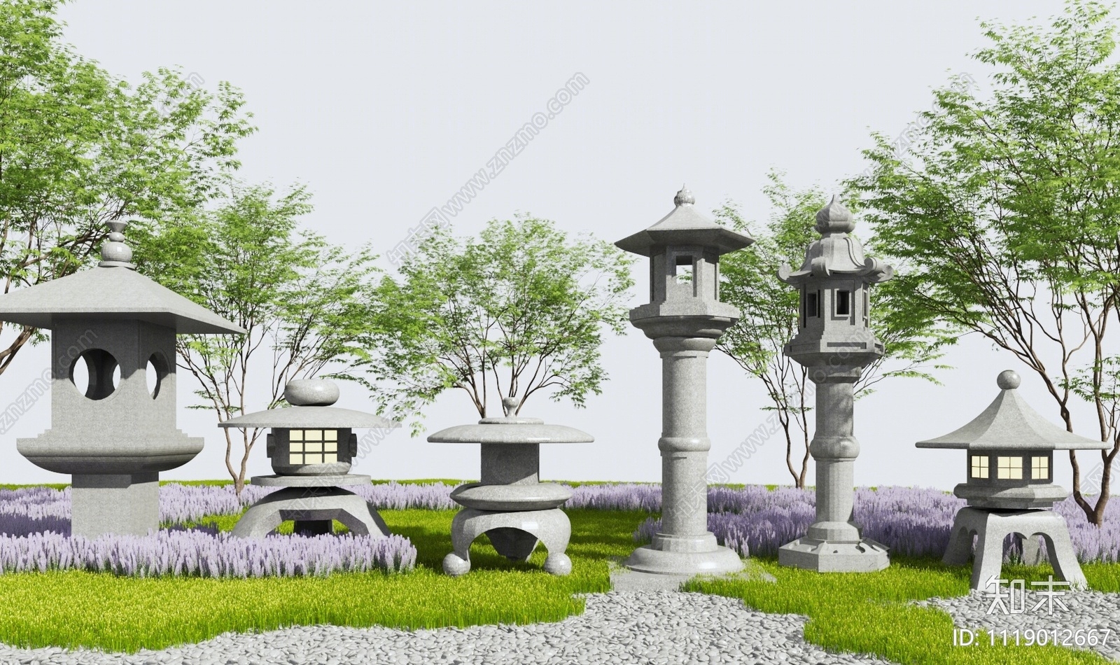 中式石灯3d模型下载【id1119012667】知末3d模型网