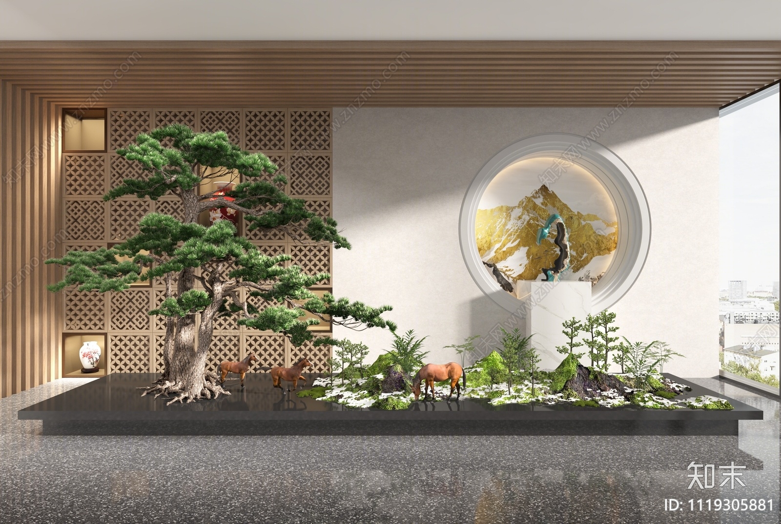 现代植物造景3d模型下载【id1119305881】知末3d模型网