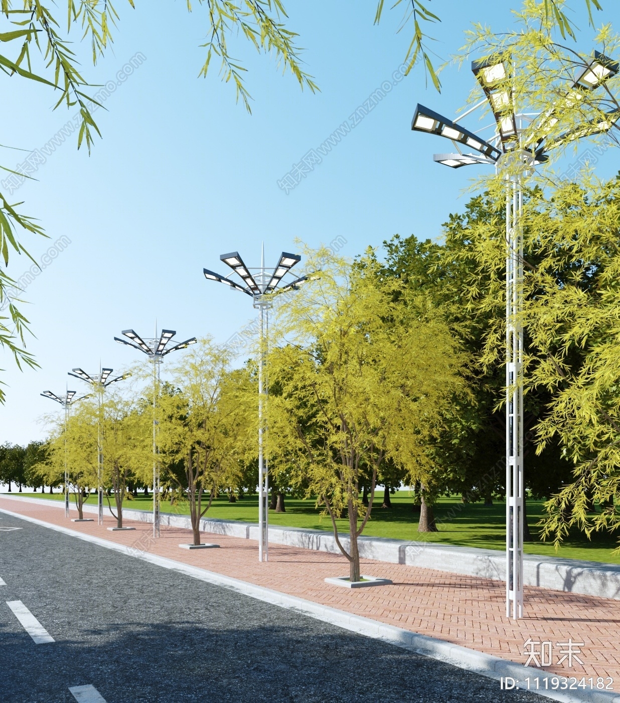 现代路灯3d模型下载【id1119324182】知末3d模型网