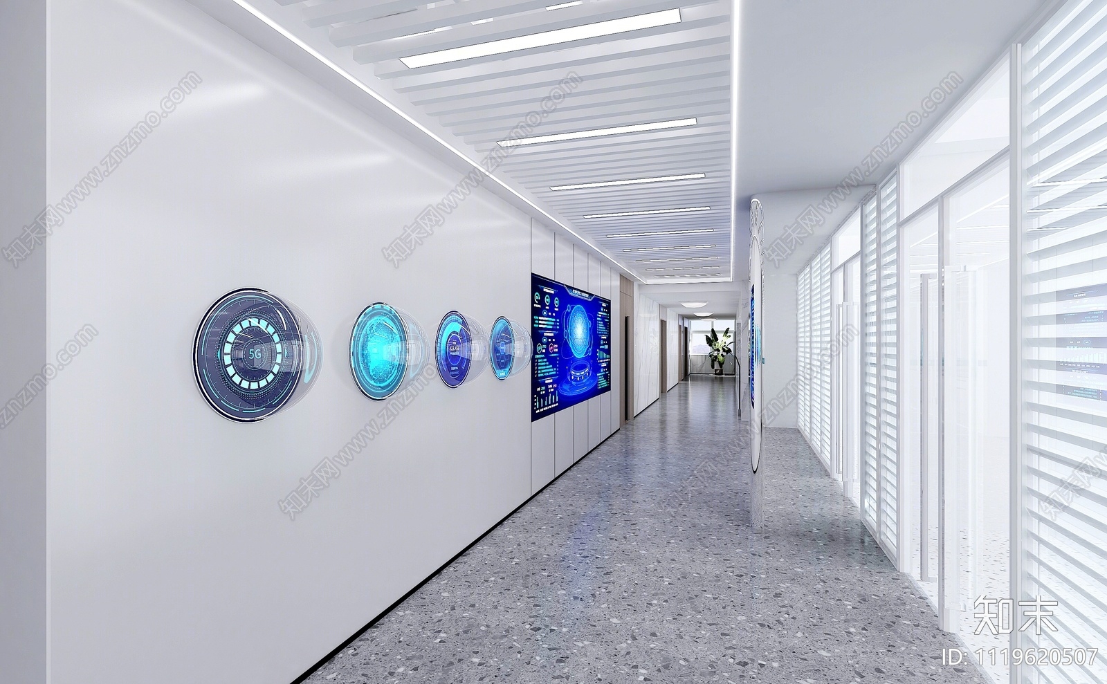 现代科研所实验区走廊3d模型下载【id1119620507】知末3d模型网