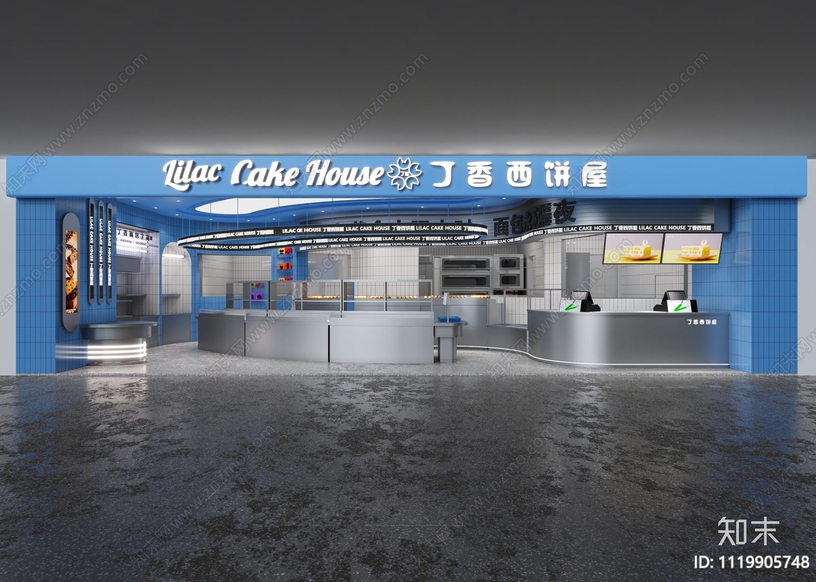 现代甜品面包店3d模型下载【id1119905748】知末3d模型网