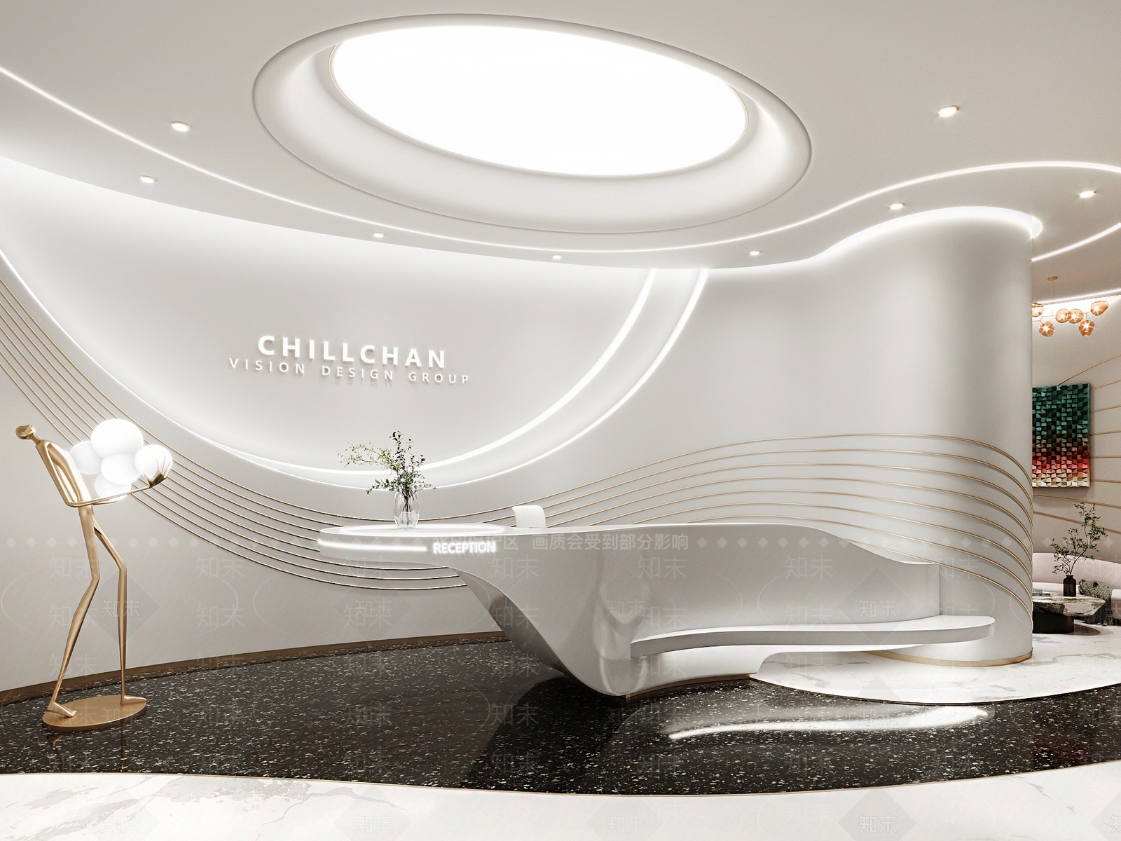 现代公司前台3D模型下载【ID:1119926894】_知末3d模型网