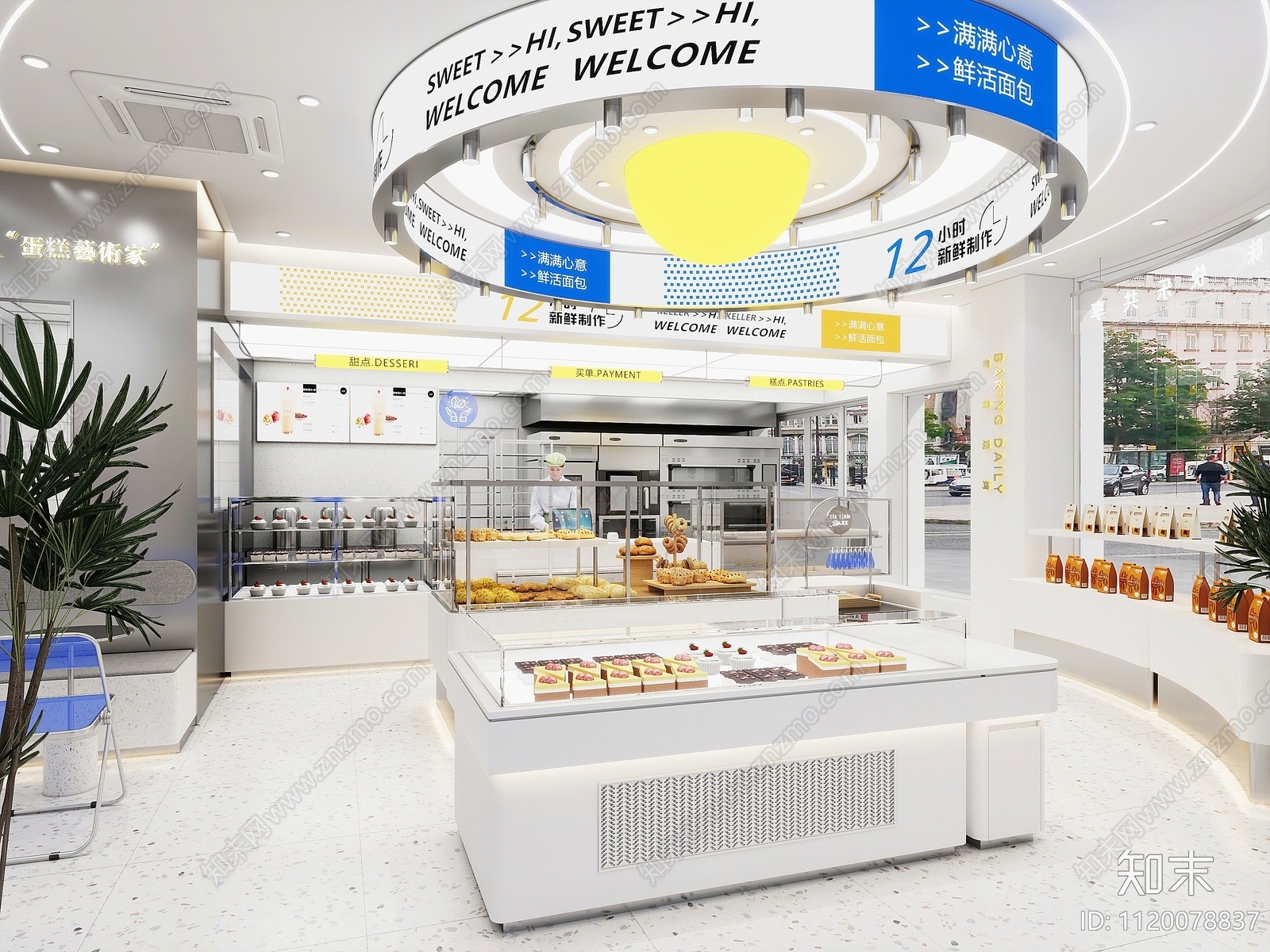 现代烘焙蛋糕面包店3d模型下载【id1120078837】知末3d模型网