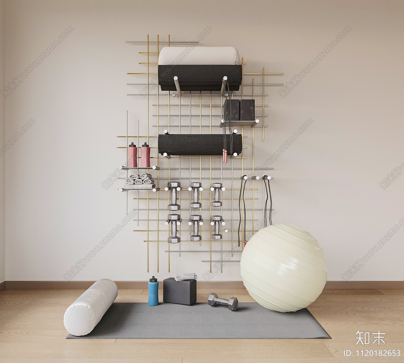 家庭瑜伽健身器材3d模型下载【id1120182653】知末3d模型网