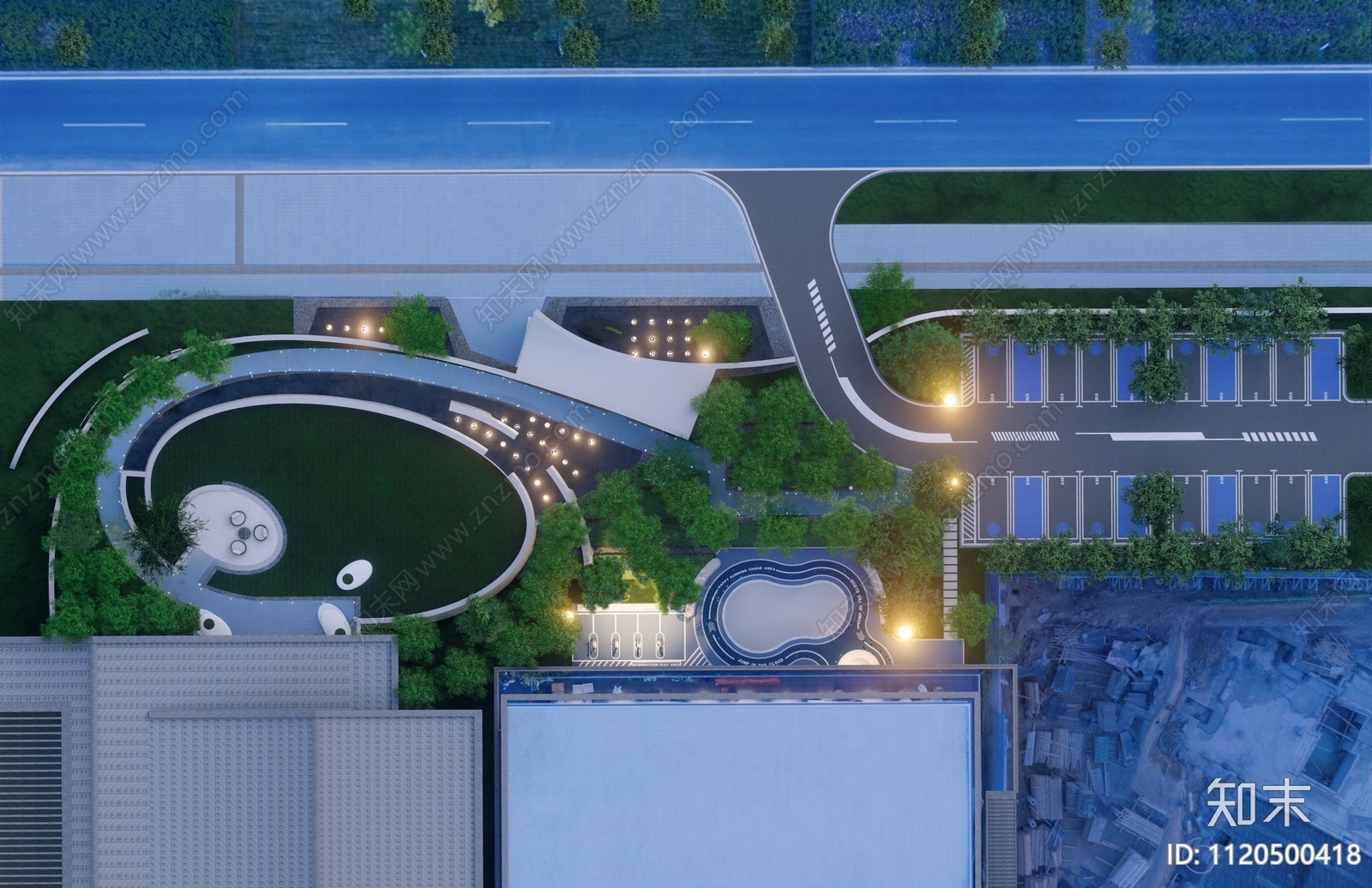 【su悬赏模型】现代风格示范区景观su模型下载【id1120500418】知末su模型网