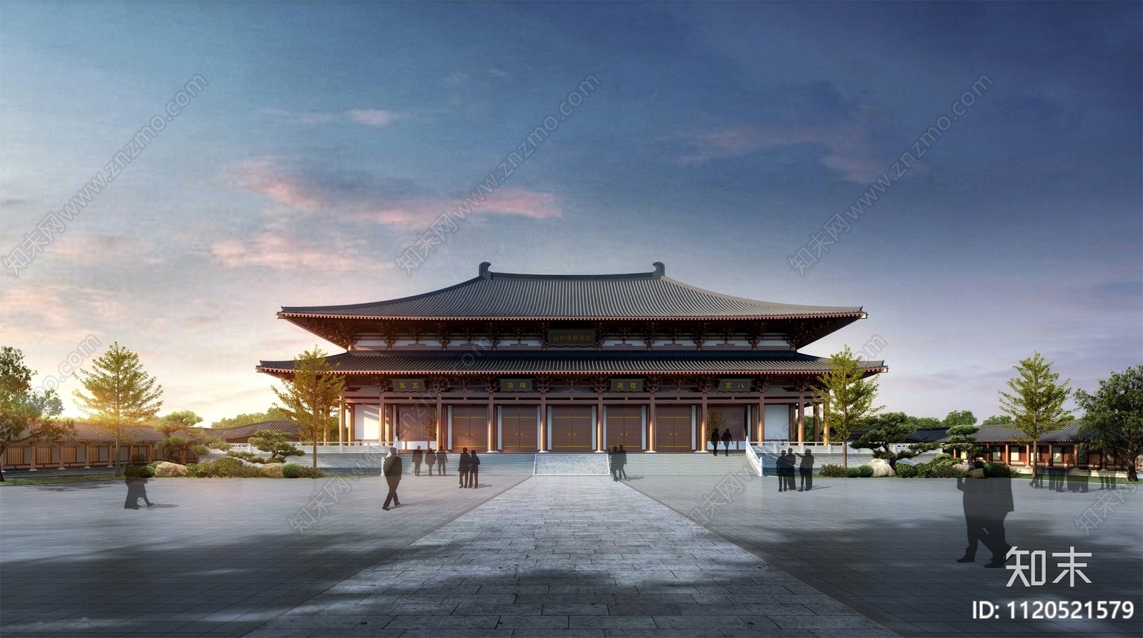 中式寺庙3d模型下载【id1120521579】知末3d模型网