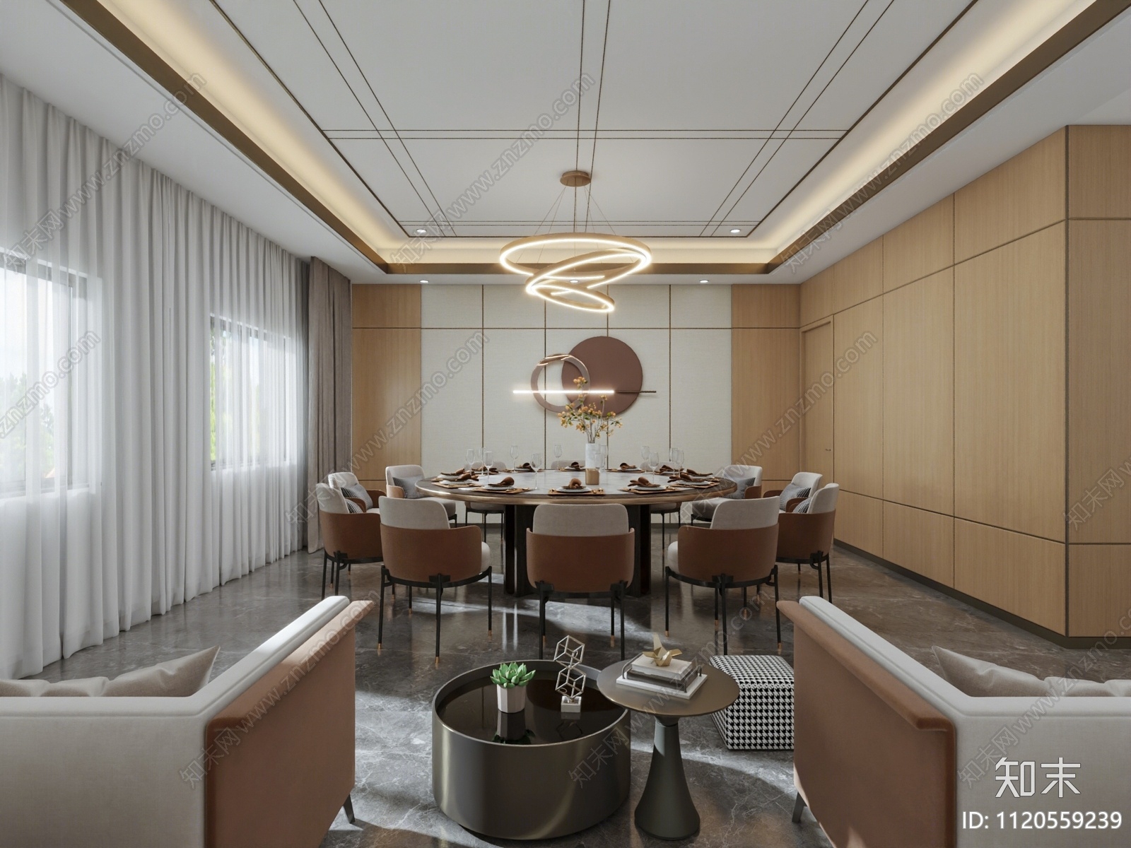 现代酒店包厢3d模型下载【id1120559239】知末3d模型网