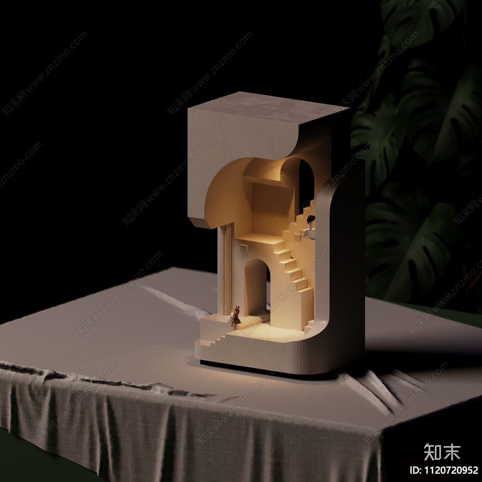 现代石膏壁灯3d模型下载【id1120720952】知末3d模型网
