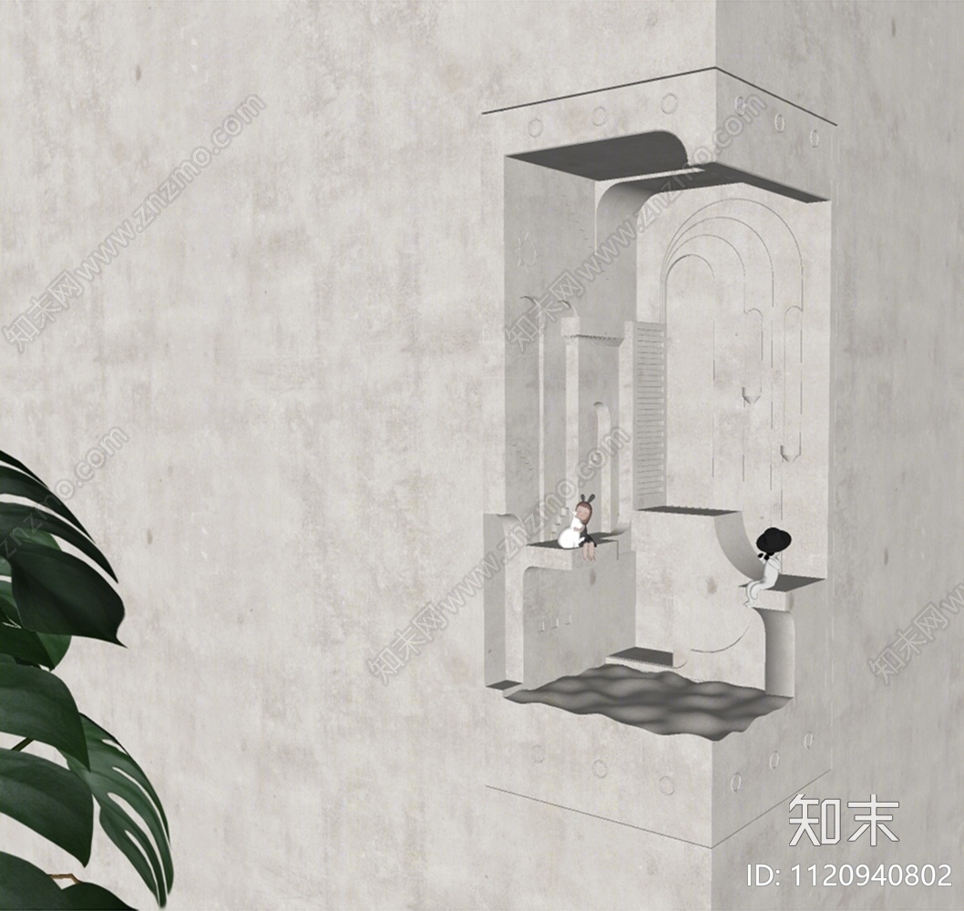 现代石膏壁灯su模型下载【id1120940802】知末su模型网