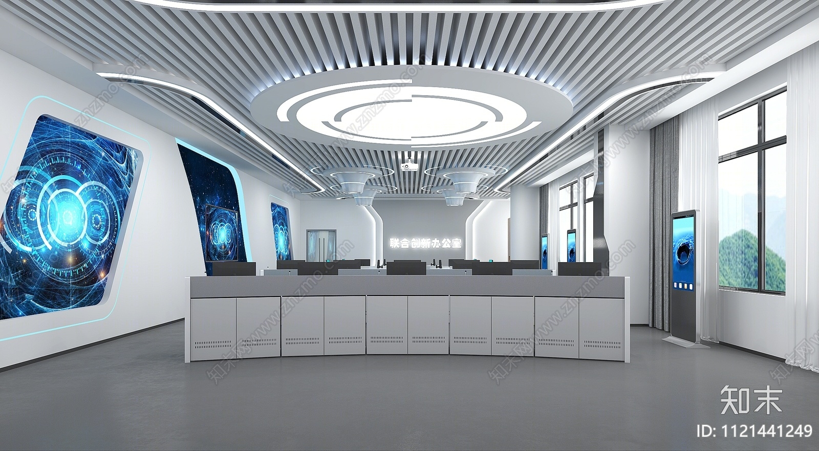 现代科技办公室3d模型下载【id1121441249】知末3d模型网