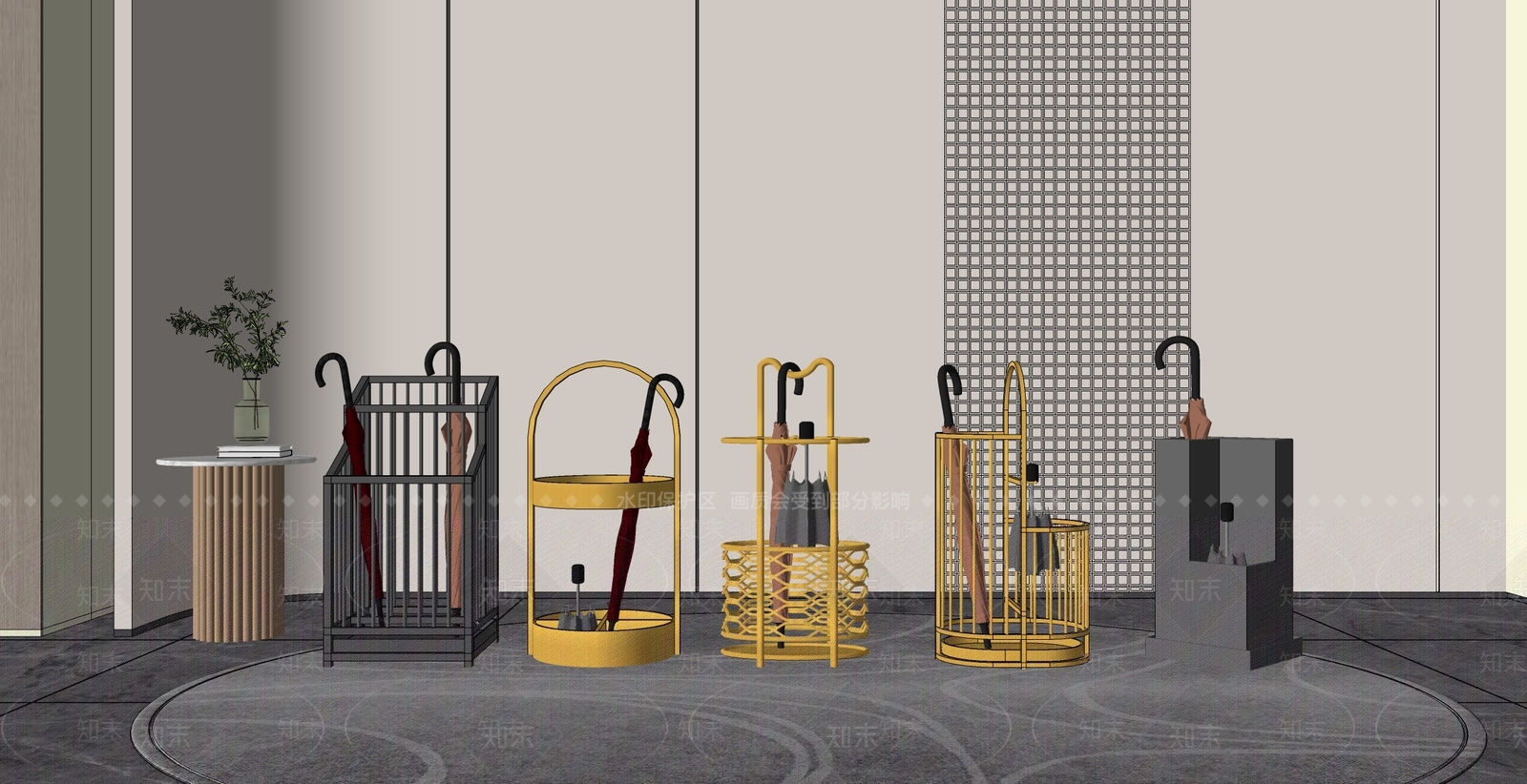 现代简约雨伞架SU模型下载【ID:1121649229】_知末su模型网