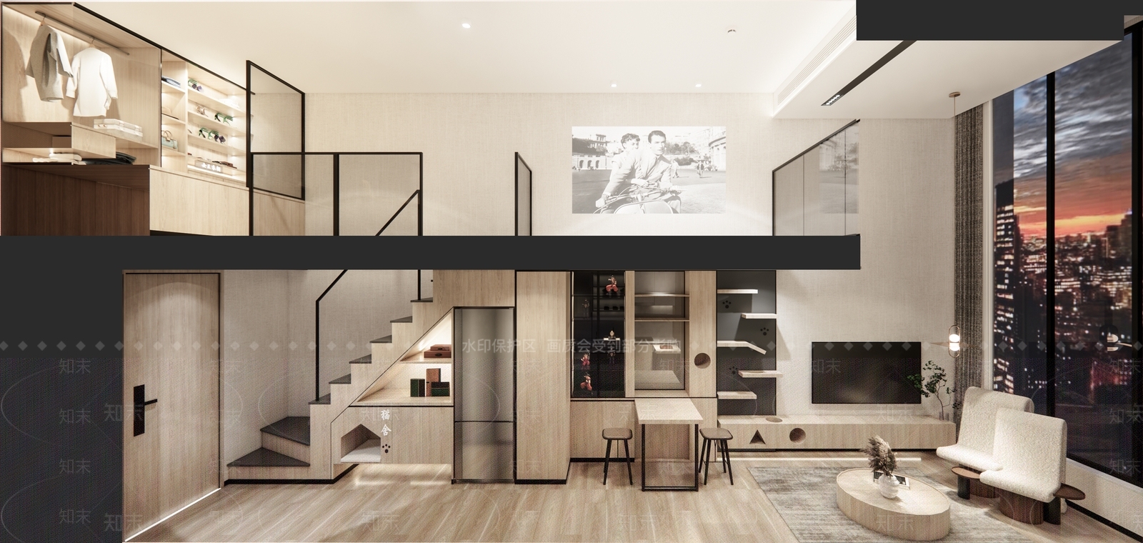 现代LOFT公寓SU模型下载【ID:1121674246】_知末su模型网