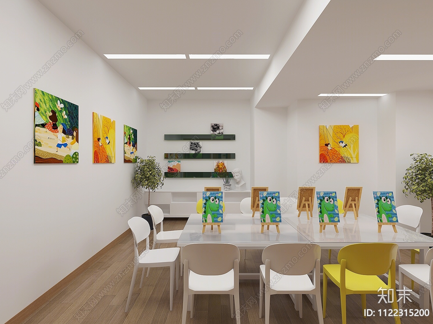 现代美术绘画儿童培训机构3d模型下载【id1122315200】知末3d模型网