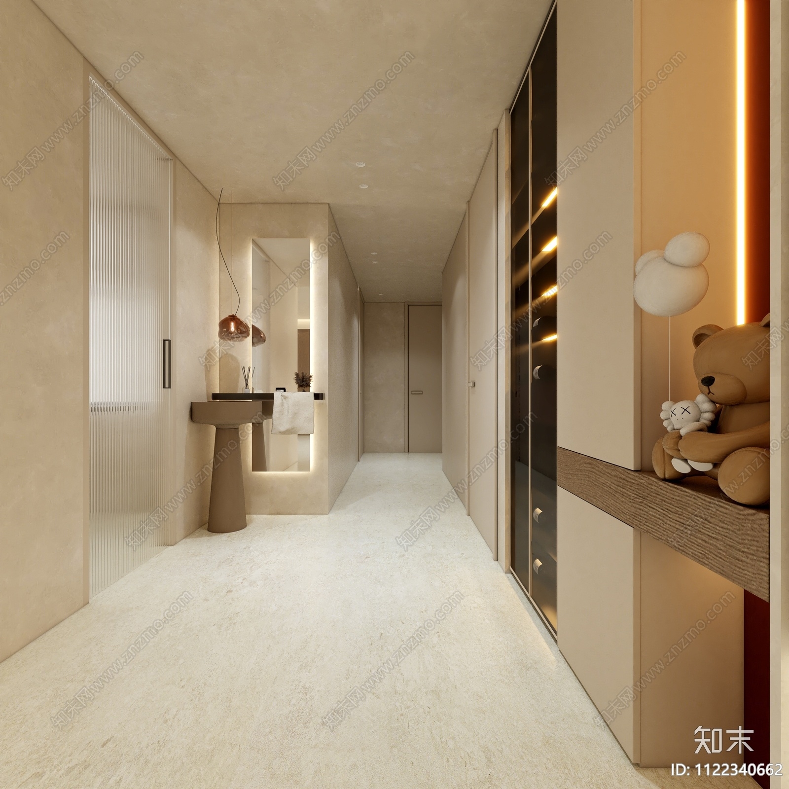 侘寂玄关3d模型下载【id1122340662】知末3d模型网