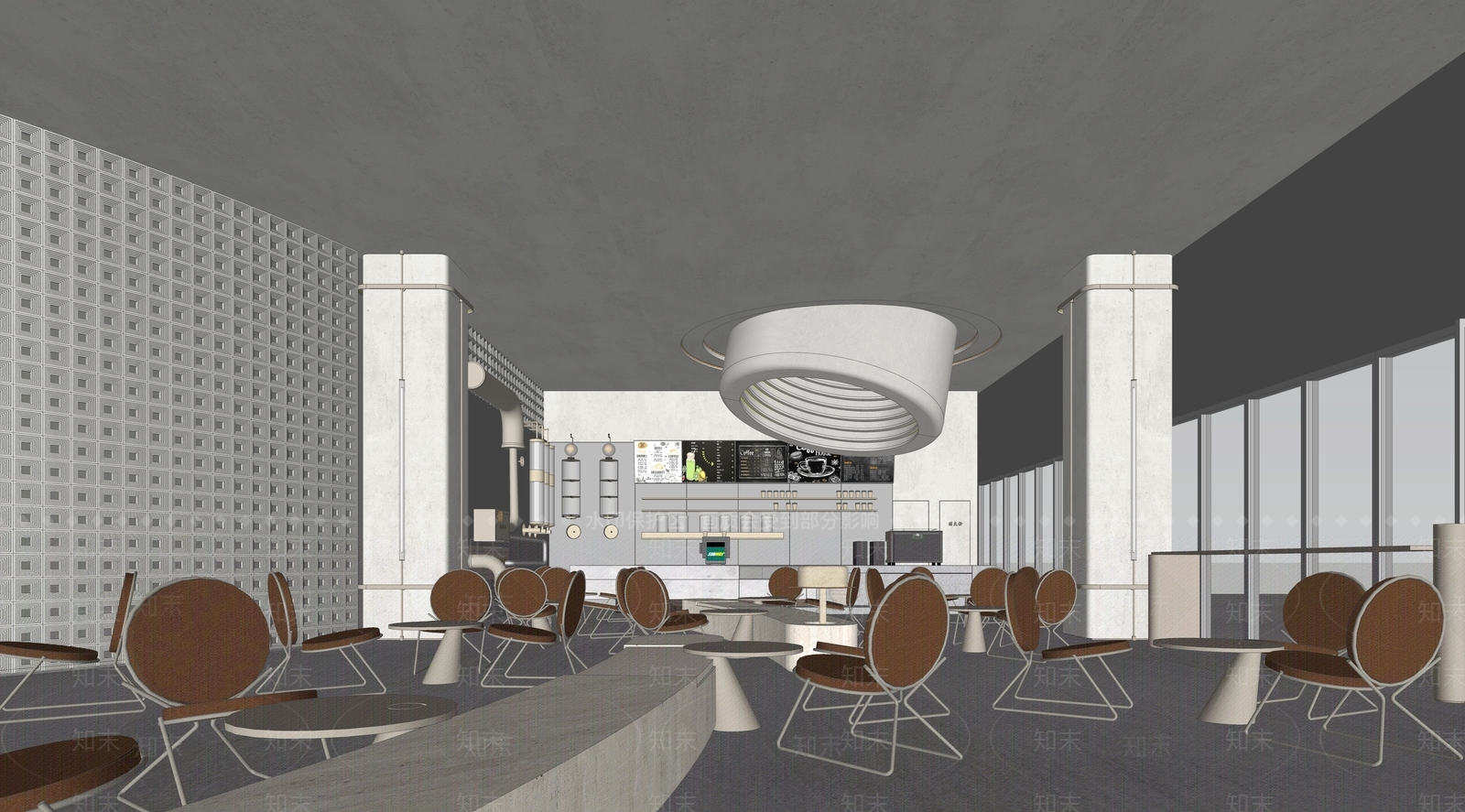 现代咖啡厅SU模型下载【ID:1122790034】_知末su模型网