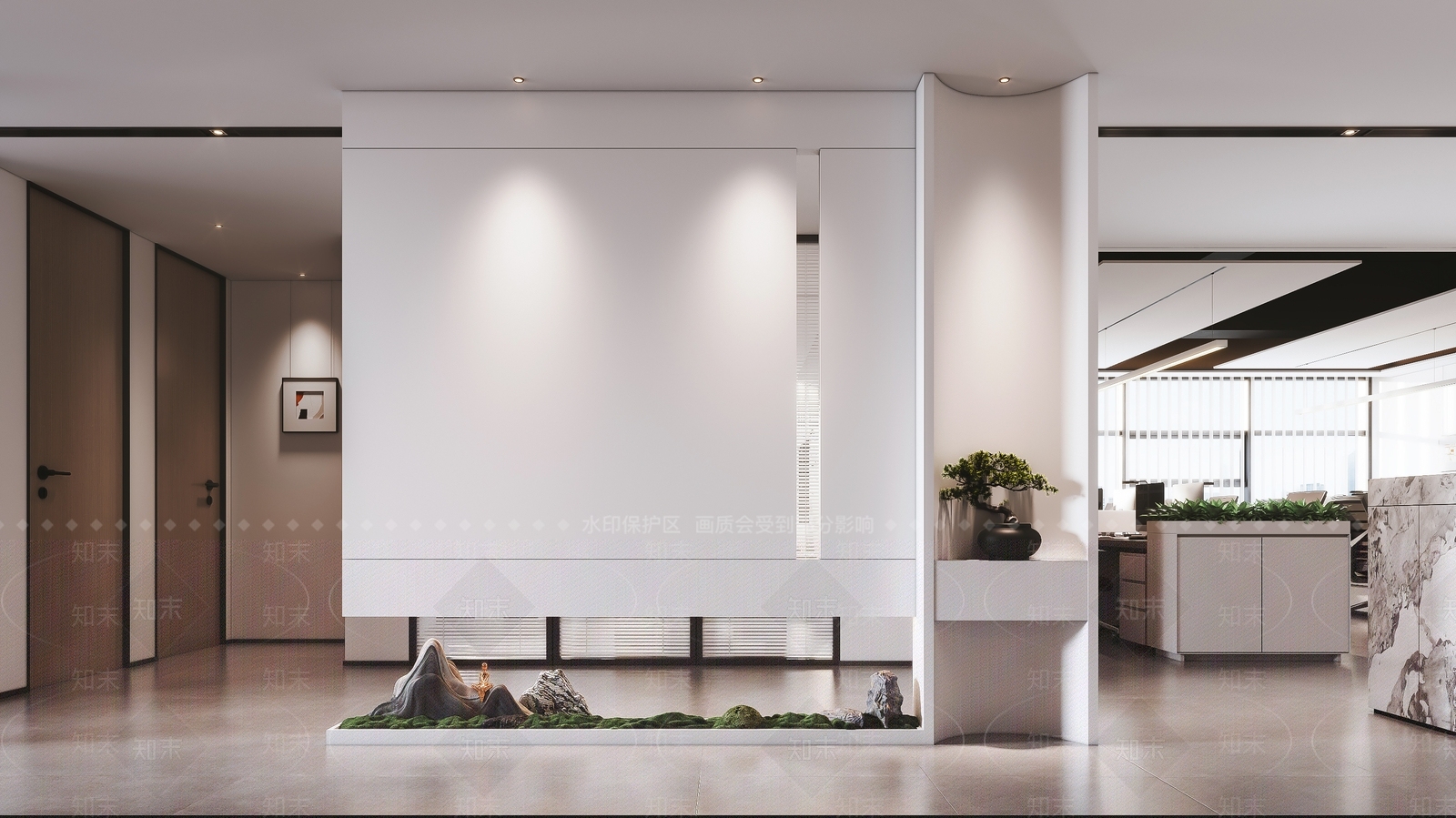 现代办公室背景墙3D模型下载【ID:1122857604】_知末3d模型网