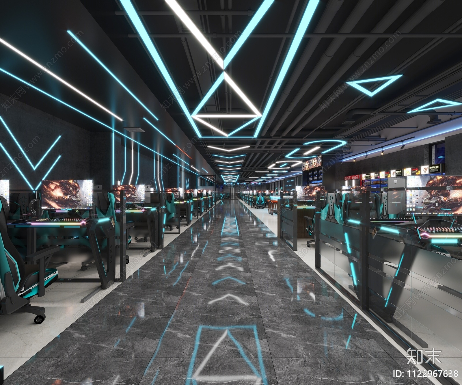 现代网吧网咖3d模型下载【id1122967638】知末3d模型网