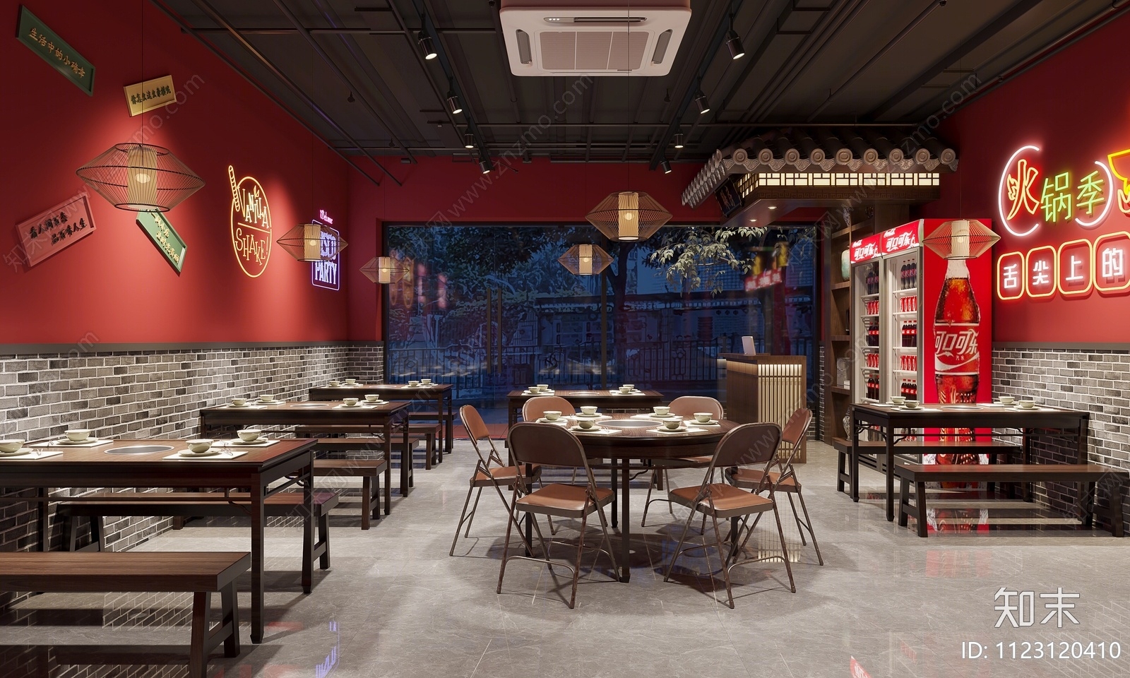现代火锅店3d模型下载【id1123120410】知末3d模型网
