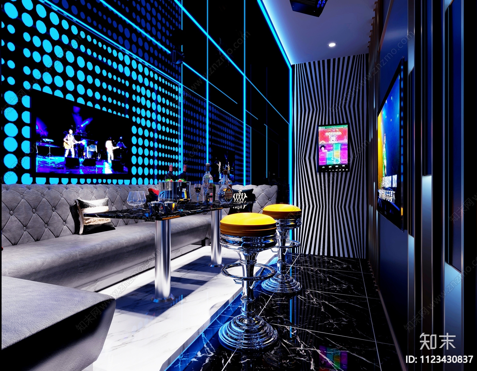 现代KTV包厢3D模型下载【ID:1123430837】_知末3d模型网