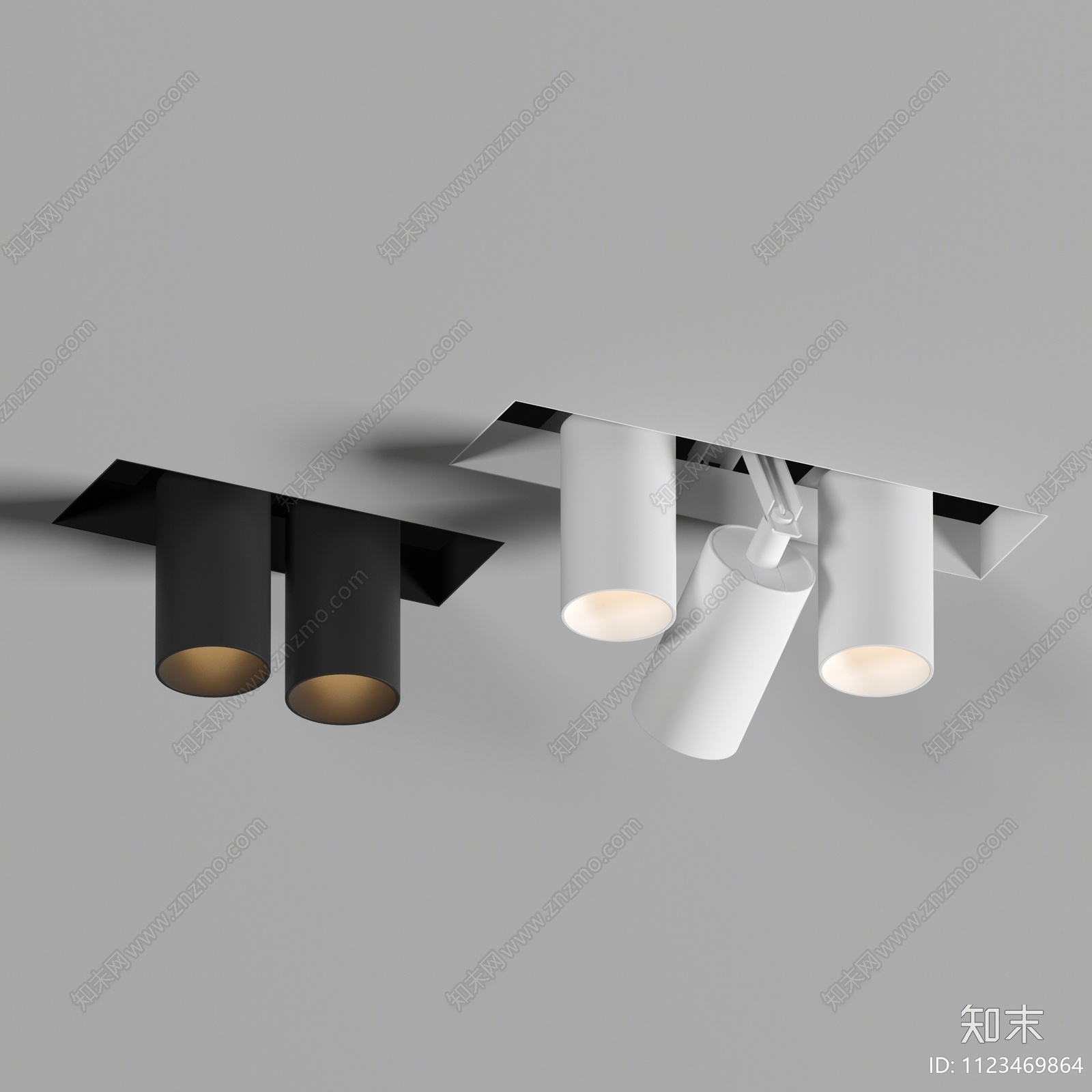 现代射灯筒灯3d模型下载【id1123469864】知末3d模型网