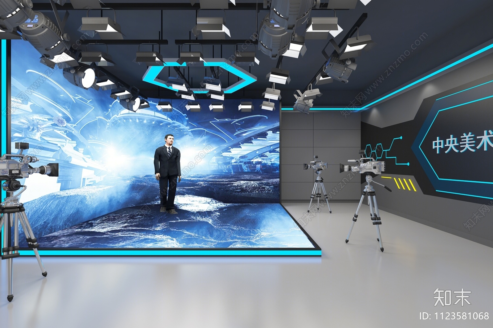 现代演播室3d模型下载【id1123581068】知末3d模型网