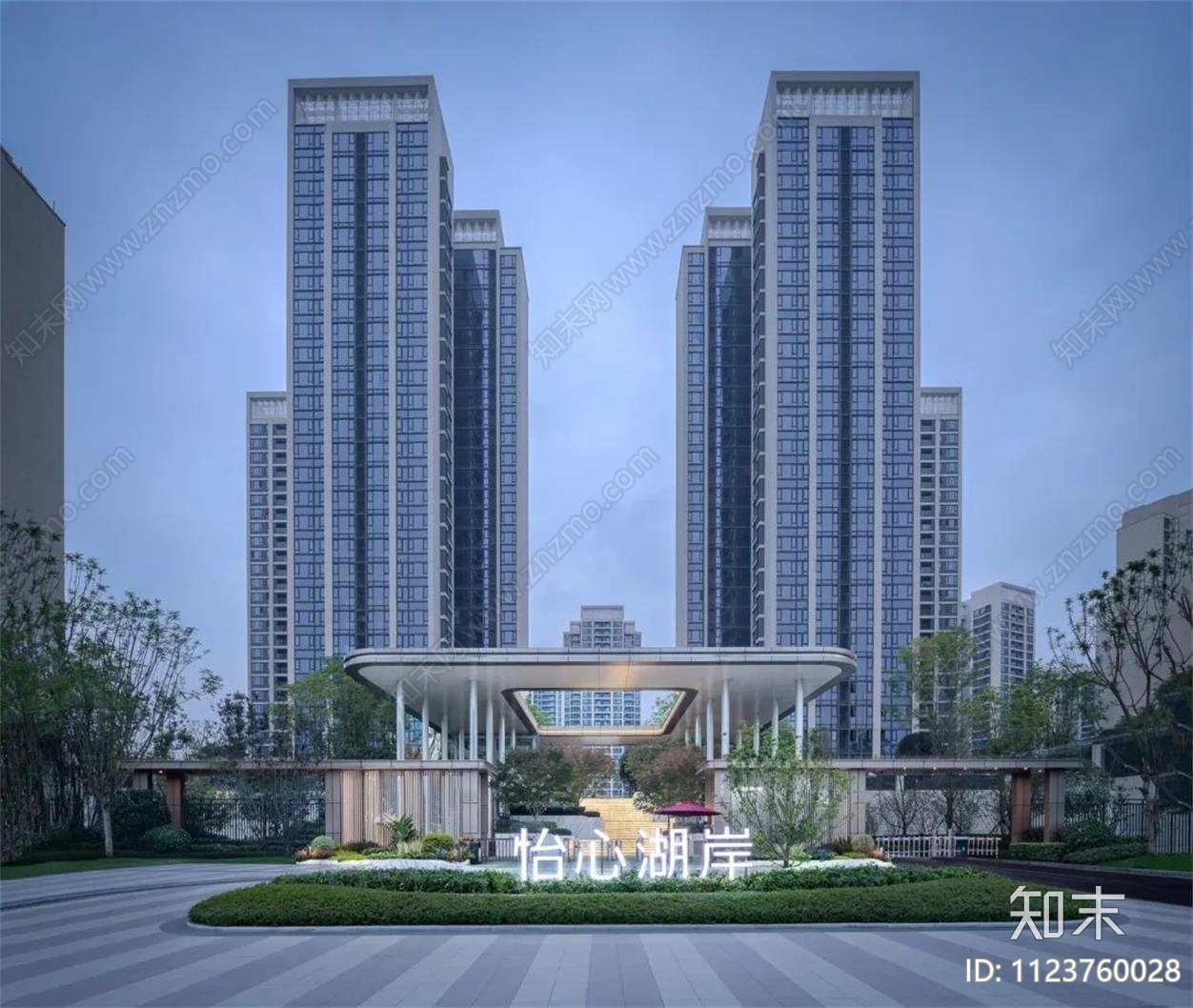 现代小区入口大门su模型下载【id1123760028】知末su模型网