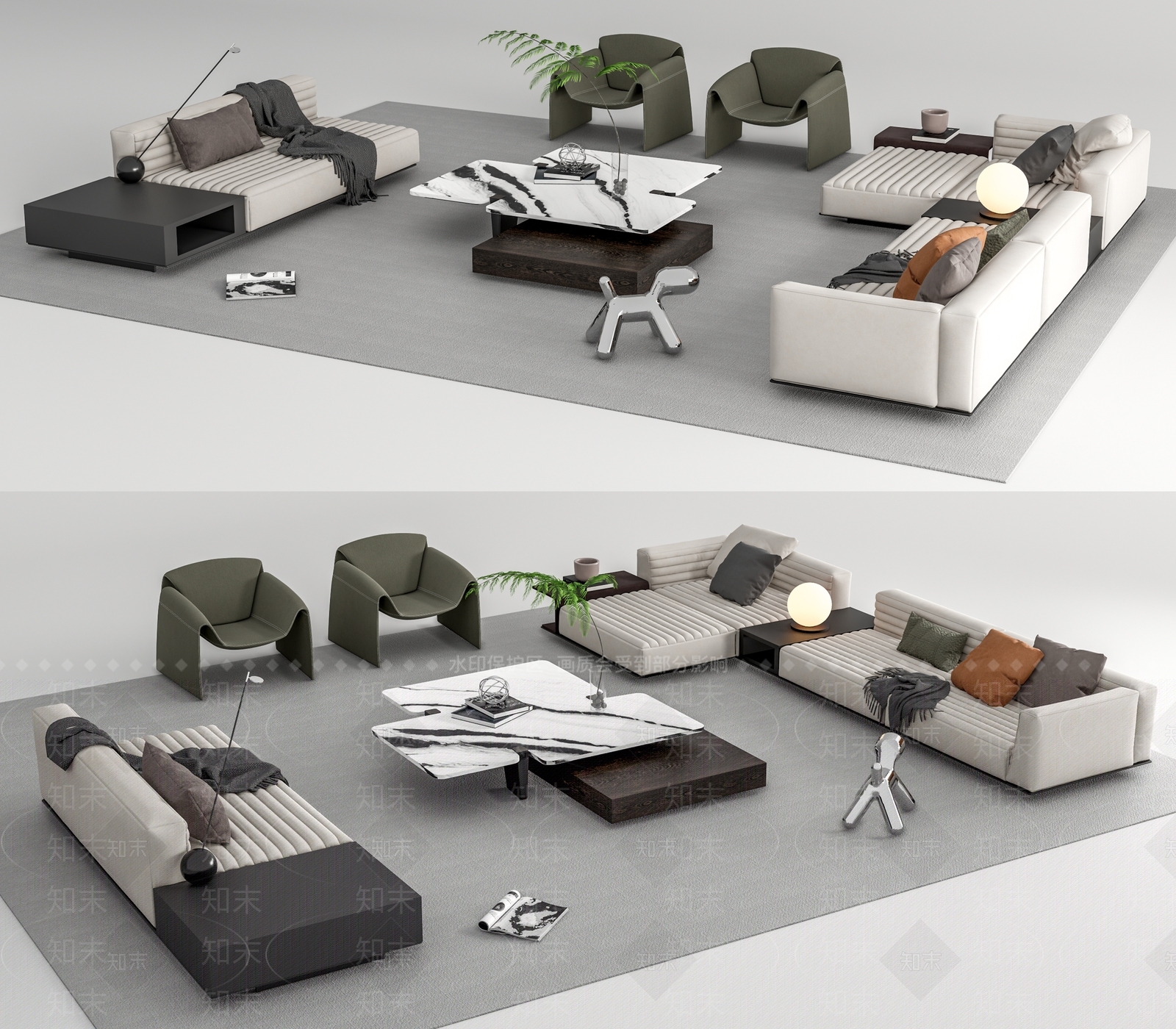 Minotti现代沙发茶几组合SU模型下载【ID:1123702340】_知末su模型网