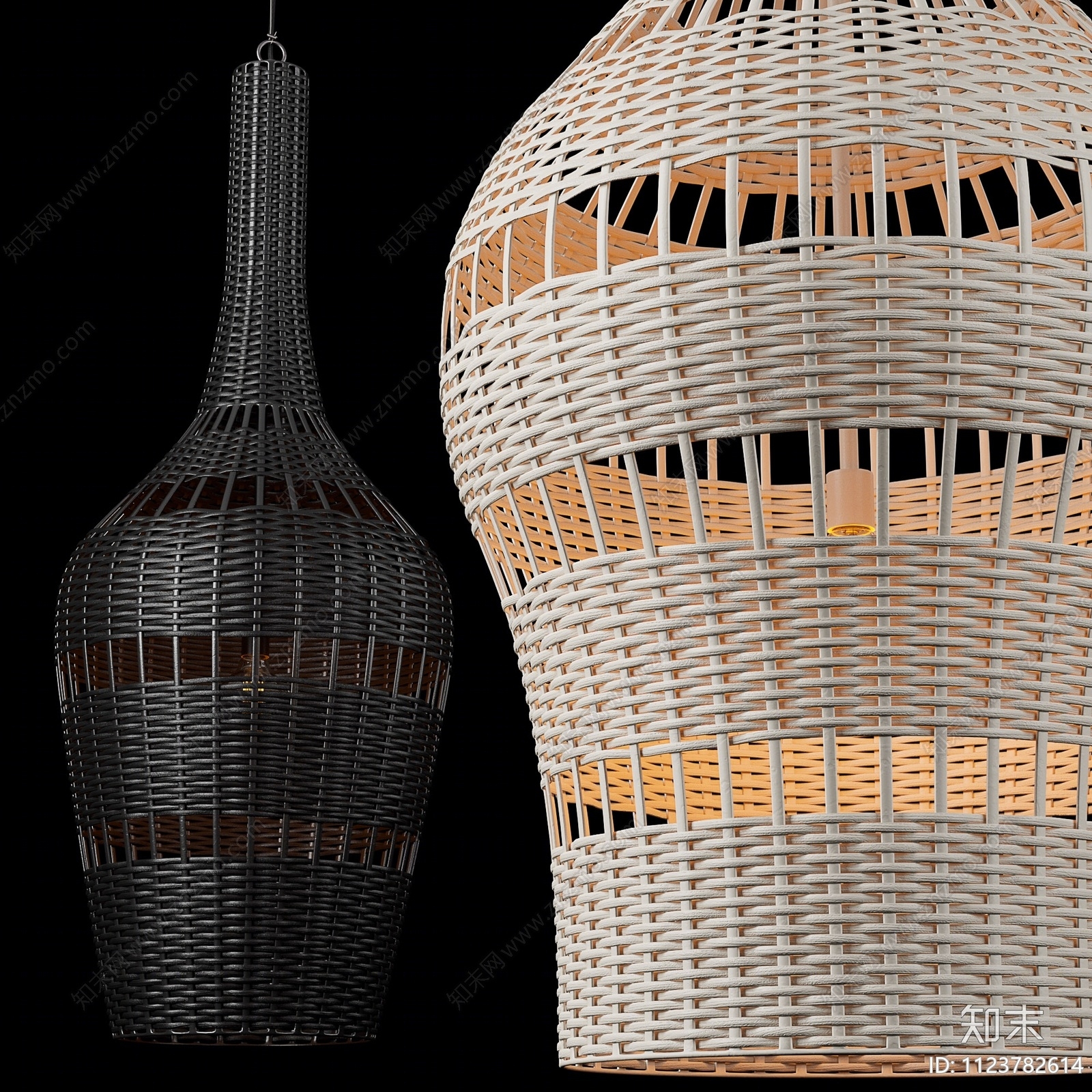 现代竹编吊灯3d模型下载【id1123782614】知末3d模型网