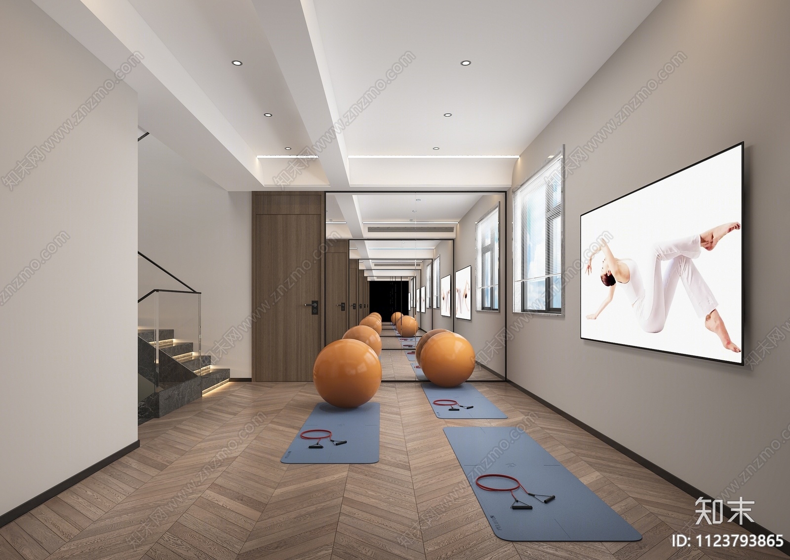 现代家居瑜伽室3d模型下载【id1123793865】知末3d模型网