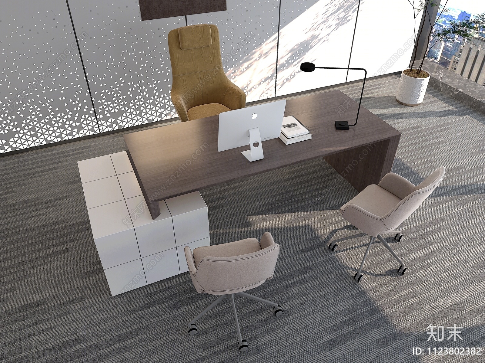 现代经理办公桌3d模型下载【id1123802382】知末3d模型网