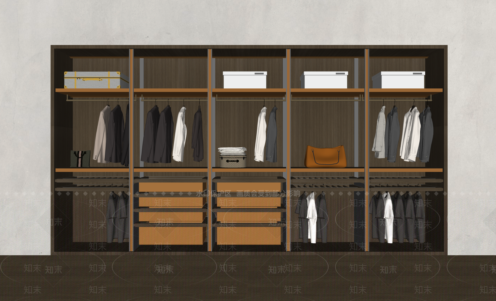 Poliform现代开放式衣柜SU模型下载【ID:1123848666】_知末su模型网